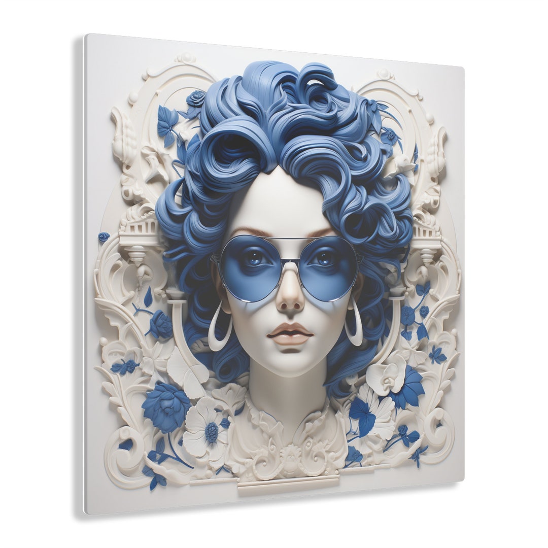 Optical Wall Art Optometrist Office Decor White & Blue Cameo Sunglasses ...