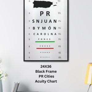 Puerto Rico Visual Acuity Chart Perfect Graduation Gift Wall Decor for ...