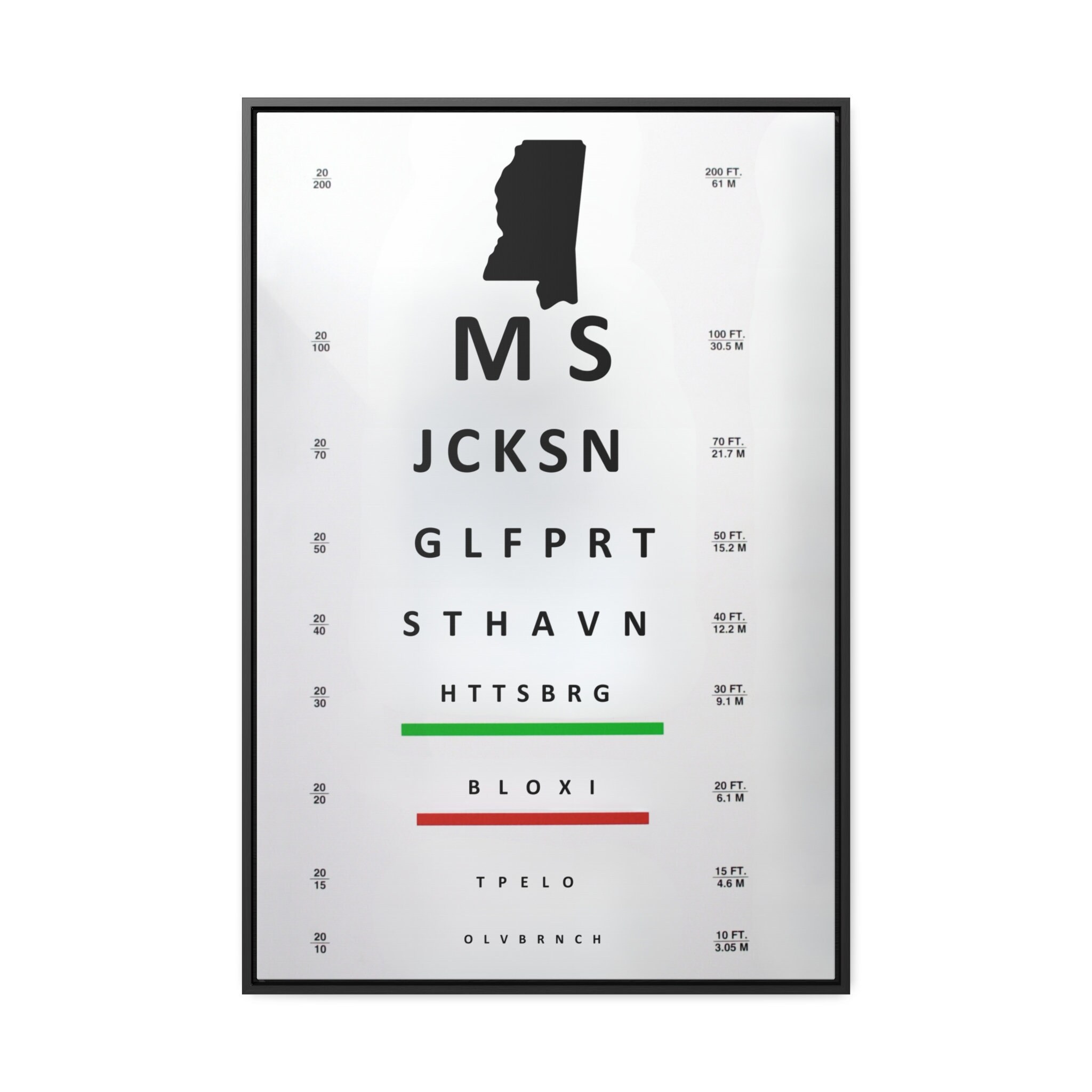 Mississippi Visual Acuity Chart Perfect Graduation Gift Wall Decor for ...