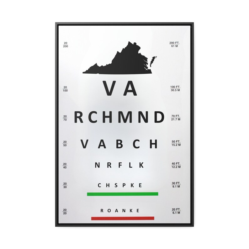 Virginia Visual Acuity Chart Perfect Graduation Gift Wall Decor for ...