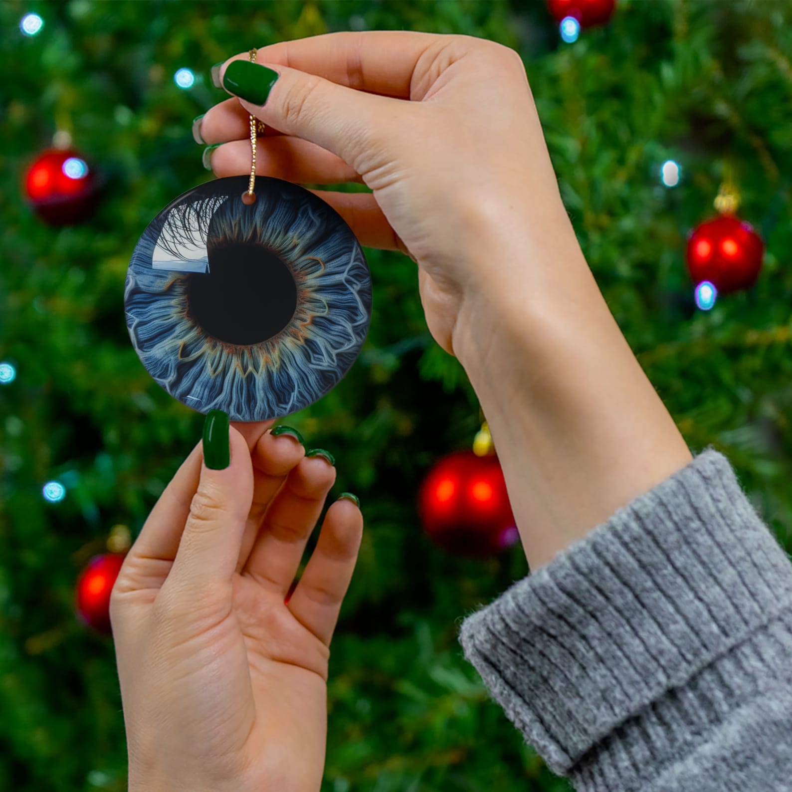 Optometry Ceramic Christmas Tree Ornament Blue Iris Ophthalmology Xmas ...