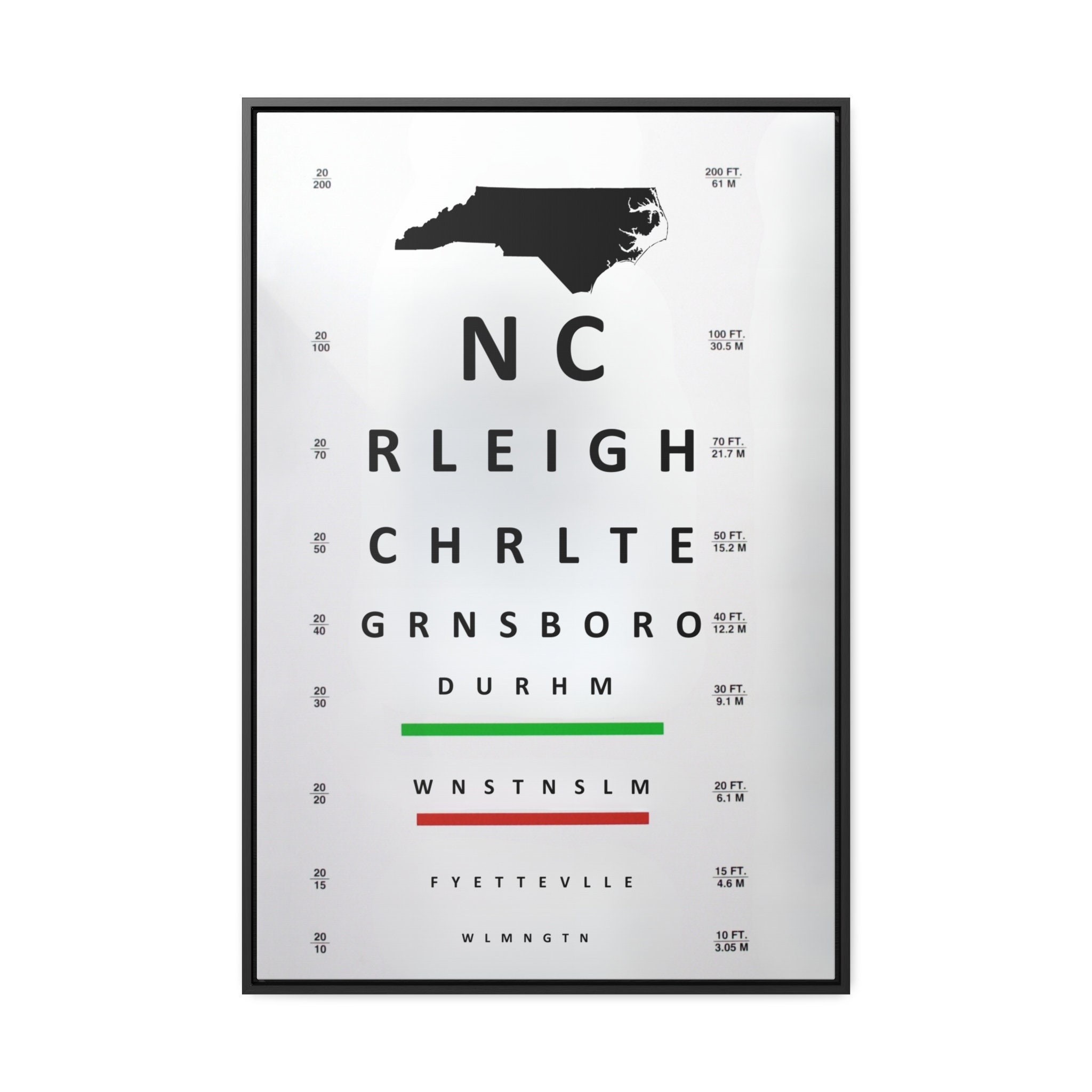 North Carolina Visual Acuity Chart Perfect Graduation Gift Wall Decor ...