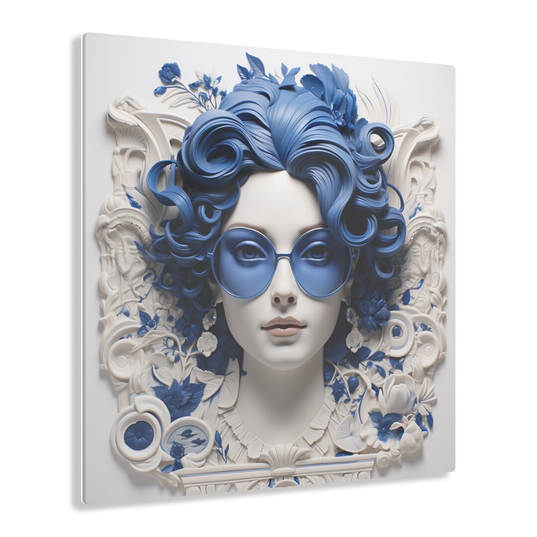 Optical Wall Art Optometrist Office Decor Blue & White Cameo Sunglasses ...