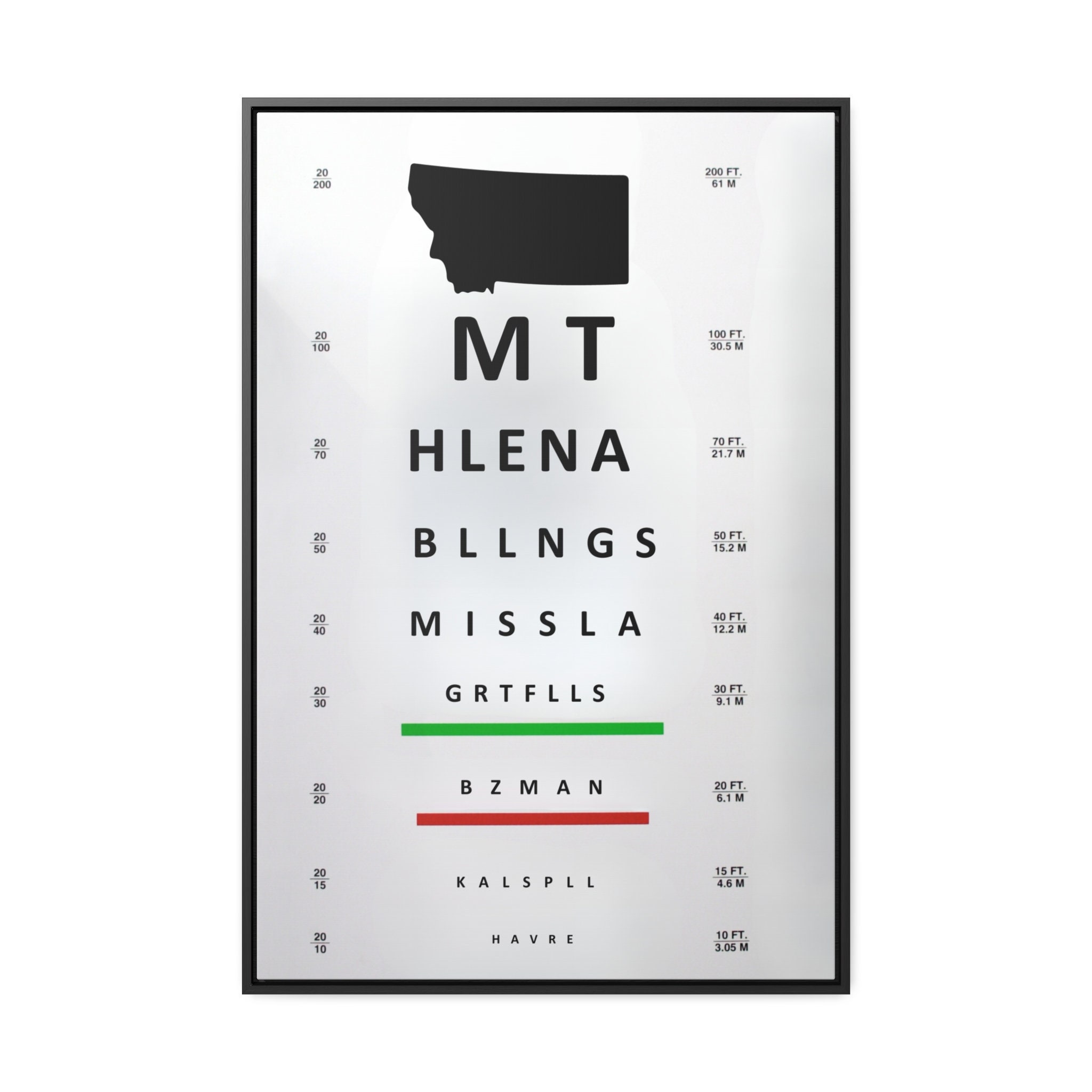 Montana Visual Acuity Chart Perfect Graduation Gift Wall Decor for ...
