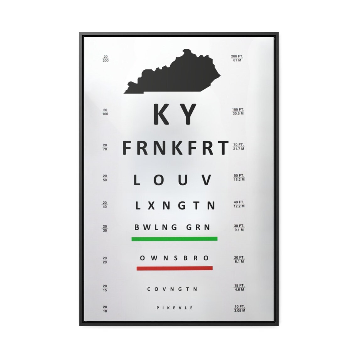 Kentucky Visual Acuity Chart Perfect Graduation Gift Wall Decor for ...