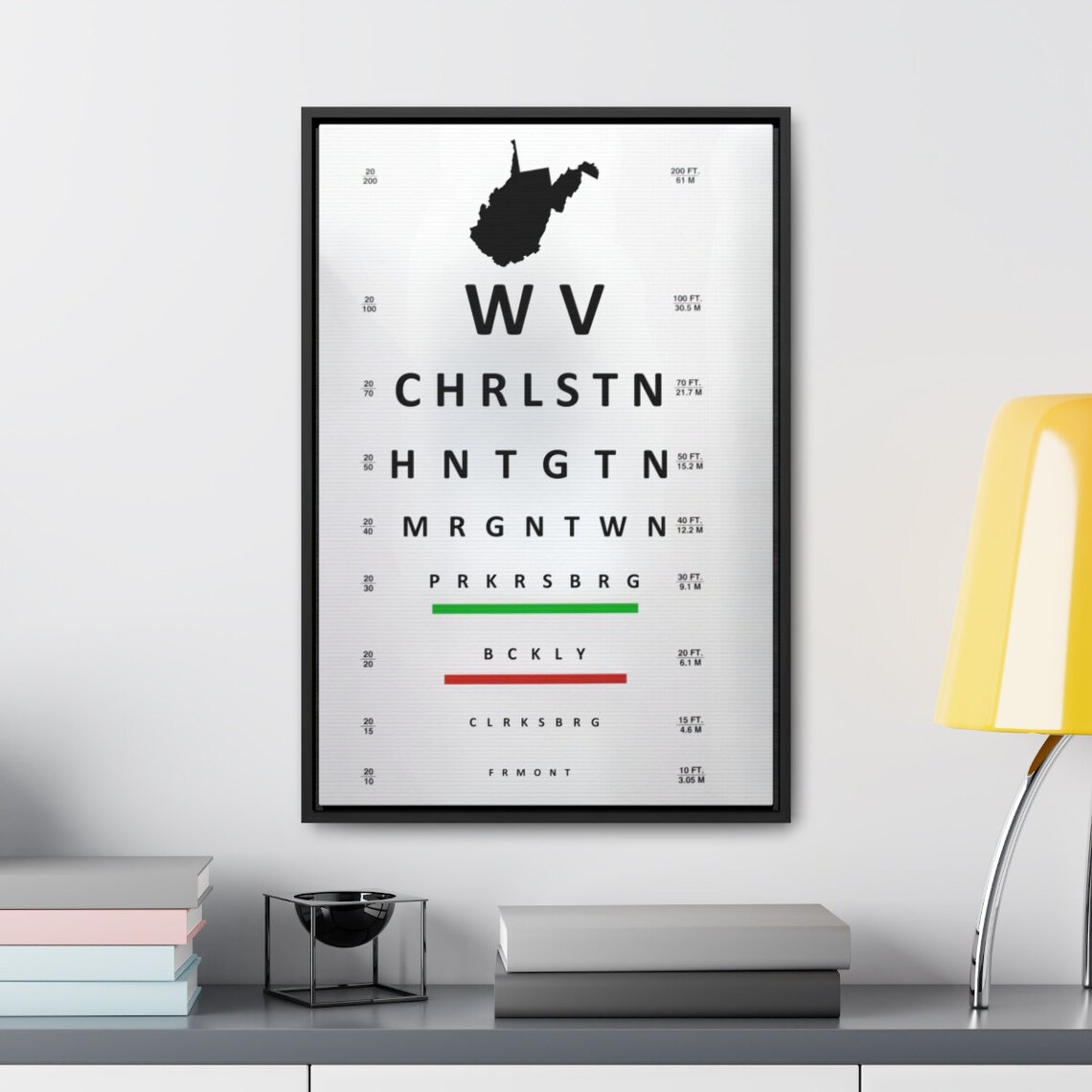 West Virginia Visual Acuity Chart Perfect Graduation Gift Wall - Etsy