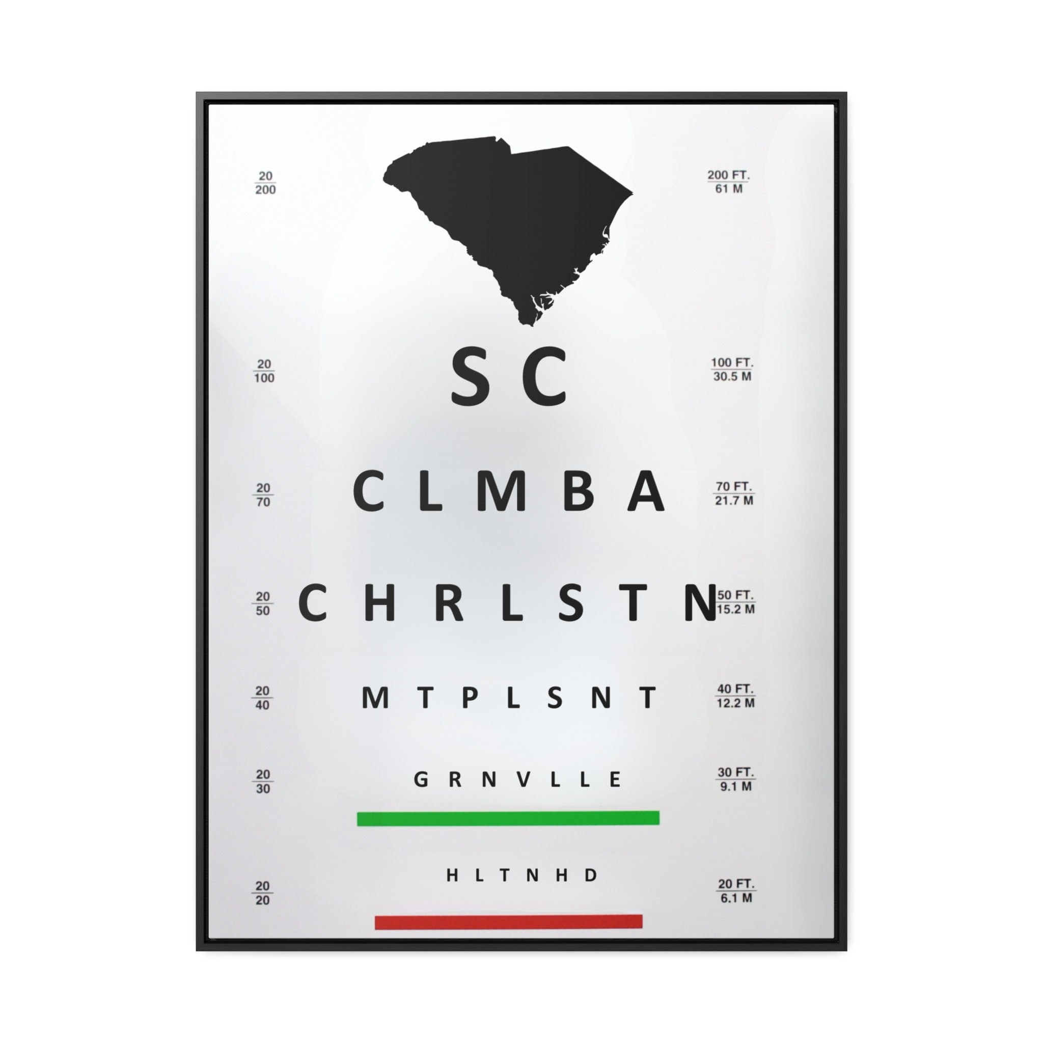 South Carolina Visual Acuity Chart Perfect Graduation Gift Wall Decor ...