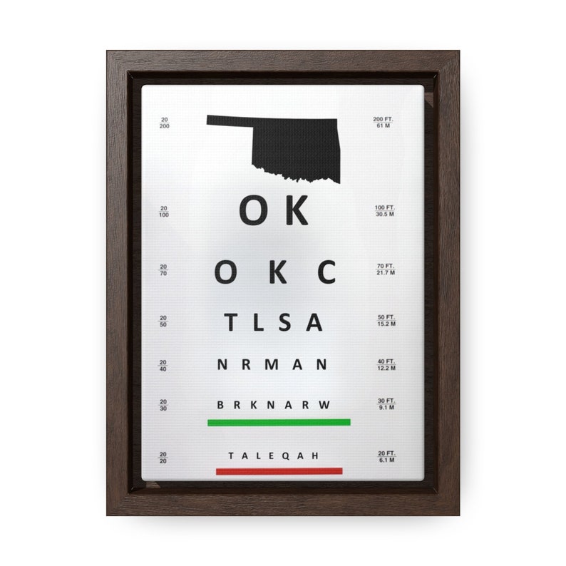 Oklahoma Visual Acuity Chart Perfect Graduation Gift Wall - Etsy