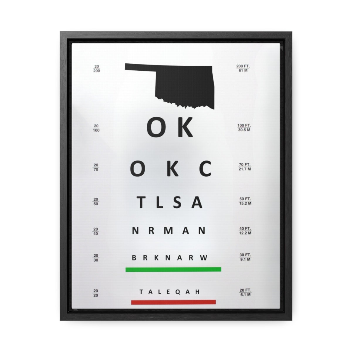 Oklahoma Visual Acuity Chart Perfect Graduation Gift Wall - Etsy