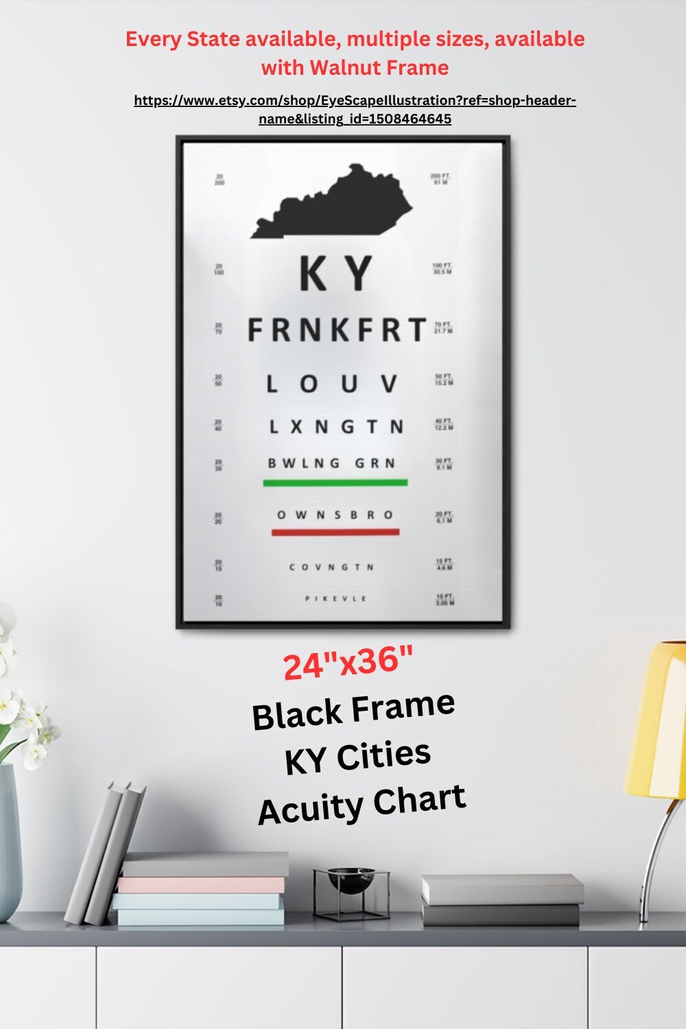 Kentucky Visual Acuity Chart Perfect Graduation Gift Wall Decor for ...