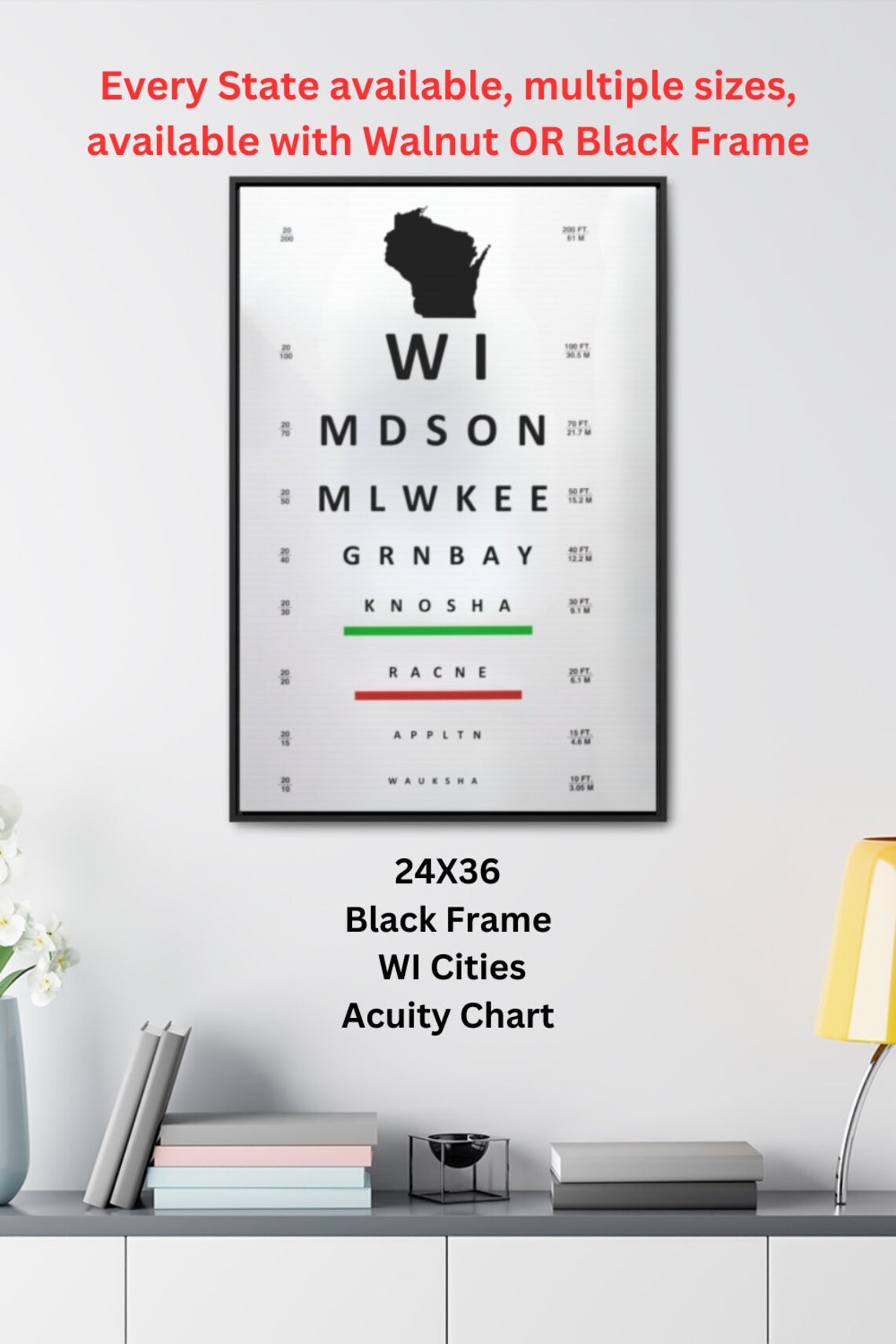 Wisconsin Visual Acuity Chart Perfect Graduation Gift Wall Decor for ...