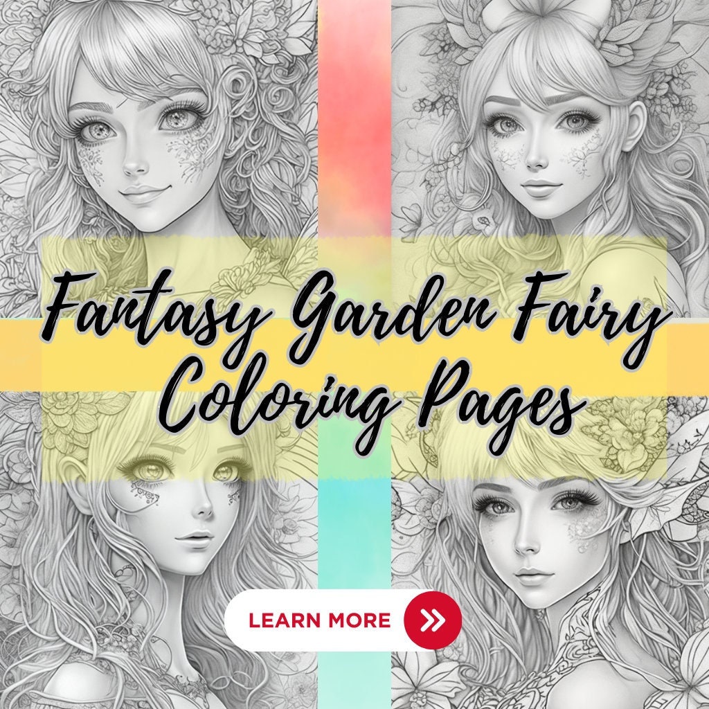 Fantasy Fairy Coloring Book Adults Kids Coloring Pages Pages 10 Digital ...
