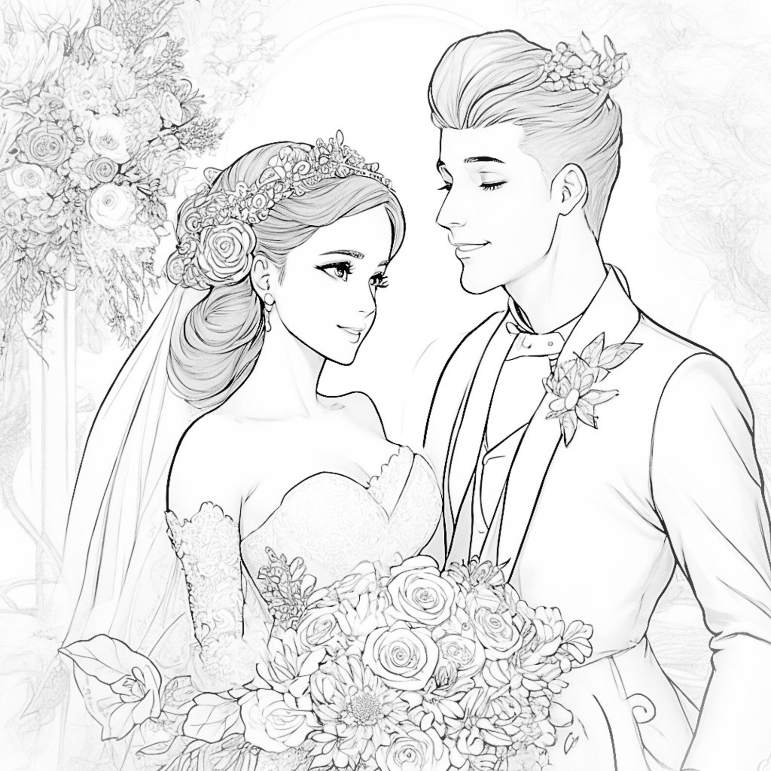 15 Wedding Coloring Pages, Adults Printable Coloring Page, Wedding ...