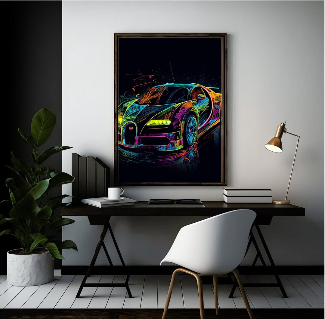 Bugatti Neon Digital Art Download - Etsy