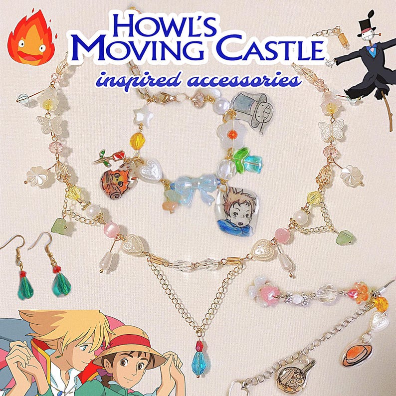 Studio Ghibli Howls Moving Castle Inspired Beaded Necklace Bracelet ...