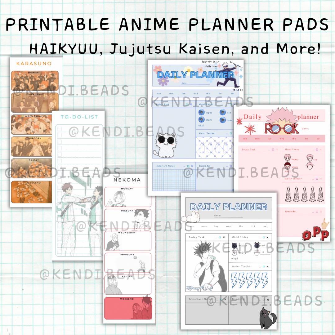Anime Themed Printable Digital Planners and Notepad Bundles Haikyuu ...