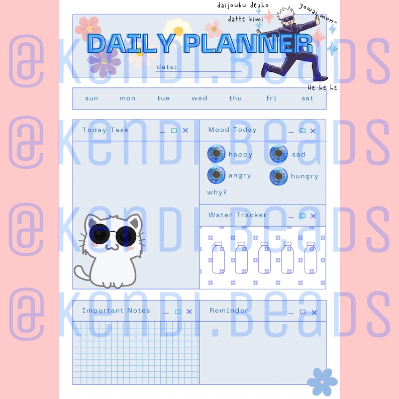 JUJUTSU KAISEN Anime Themed Printable Digital Planners and Notepad ...
