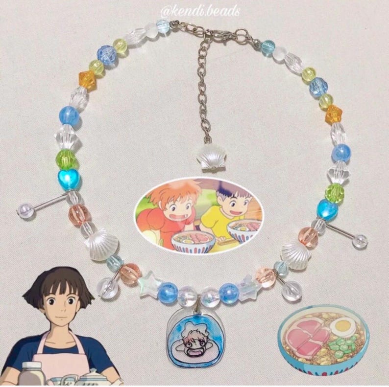 Studio Ghibli Ponyo on the Cliff by the Sea Inspired Beaded Necklace ...