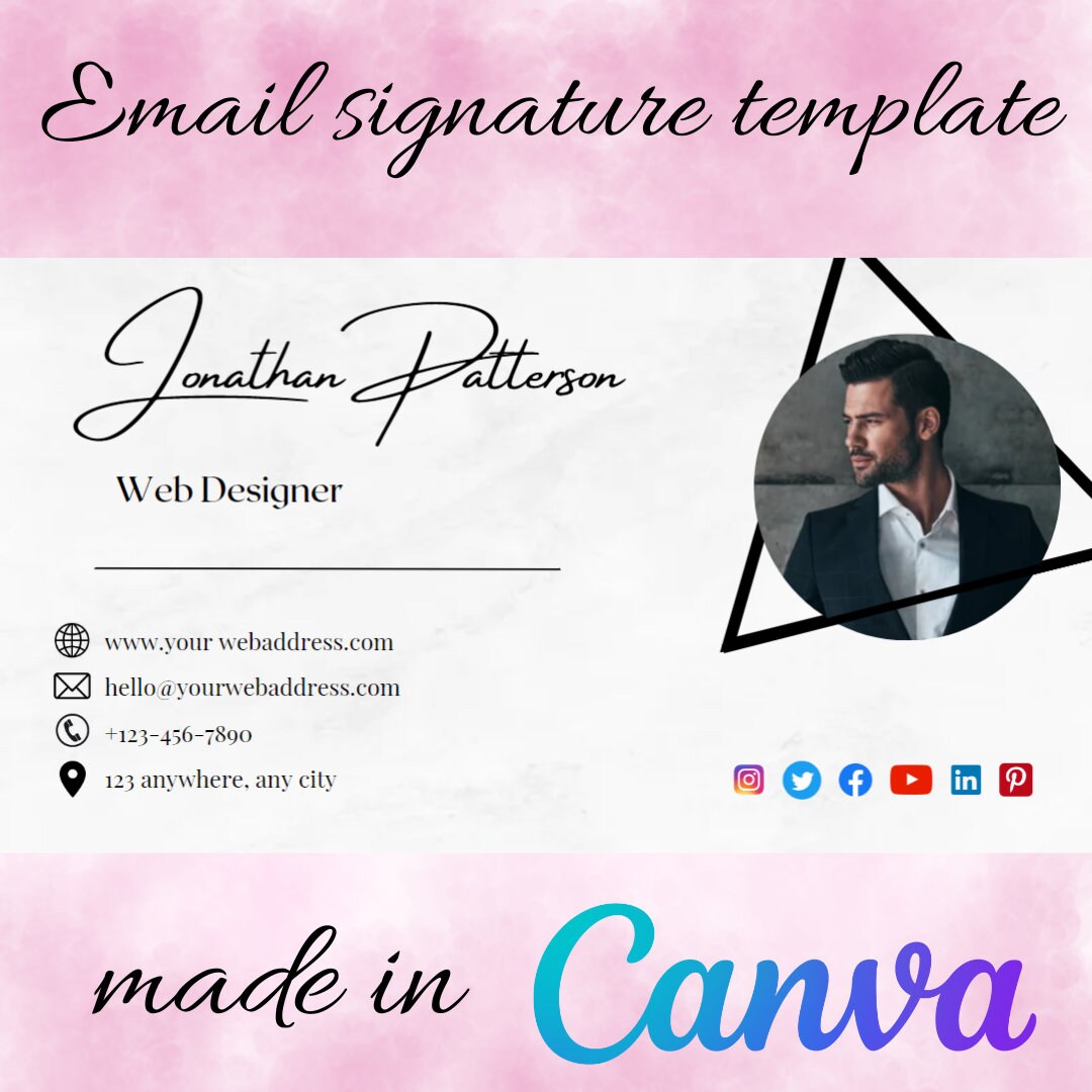 Email Signature Template with logo & photo Editable Canva - Etsy México