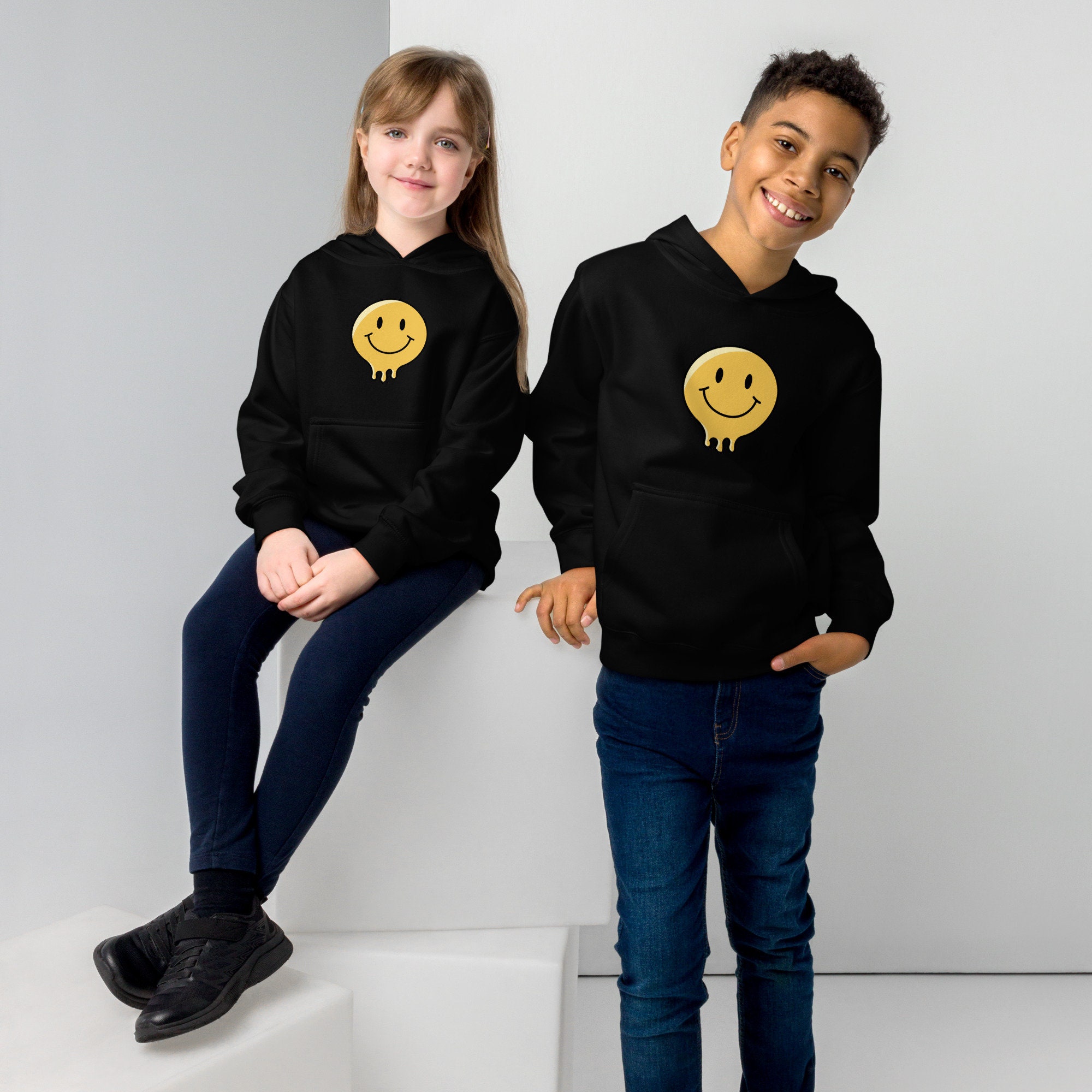 Kids Fleece Hoodie Smile Emoji - Etsy