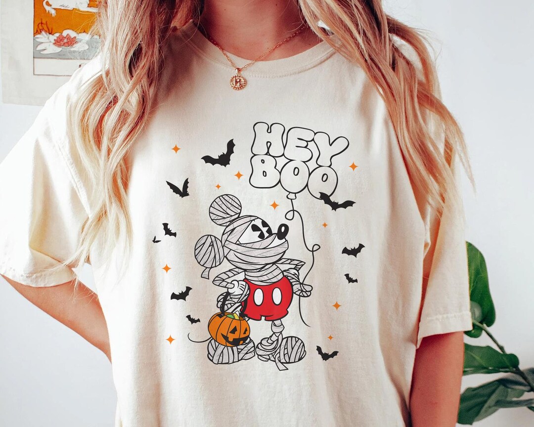 Hey Boo Funny Mickey Mummy Skeleton Comfort Color T-shirt - Etsy