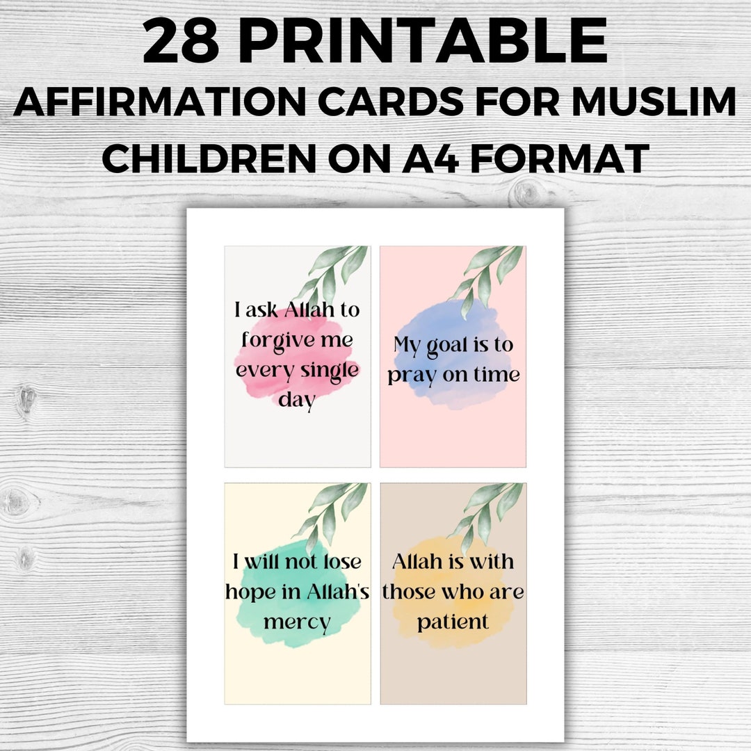 Muslim Children Printable Positive Affirmation Cards, Ramadan, Imaan ...