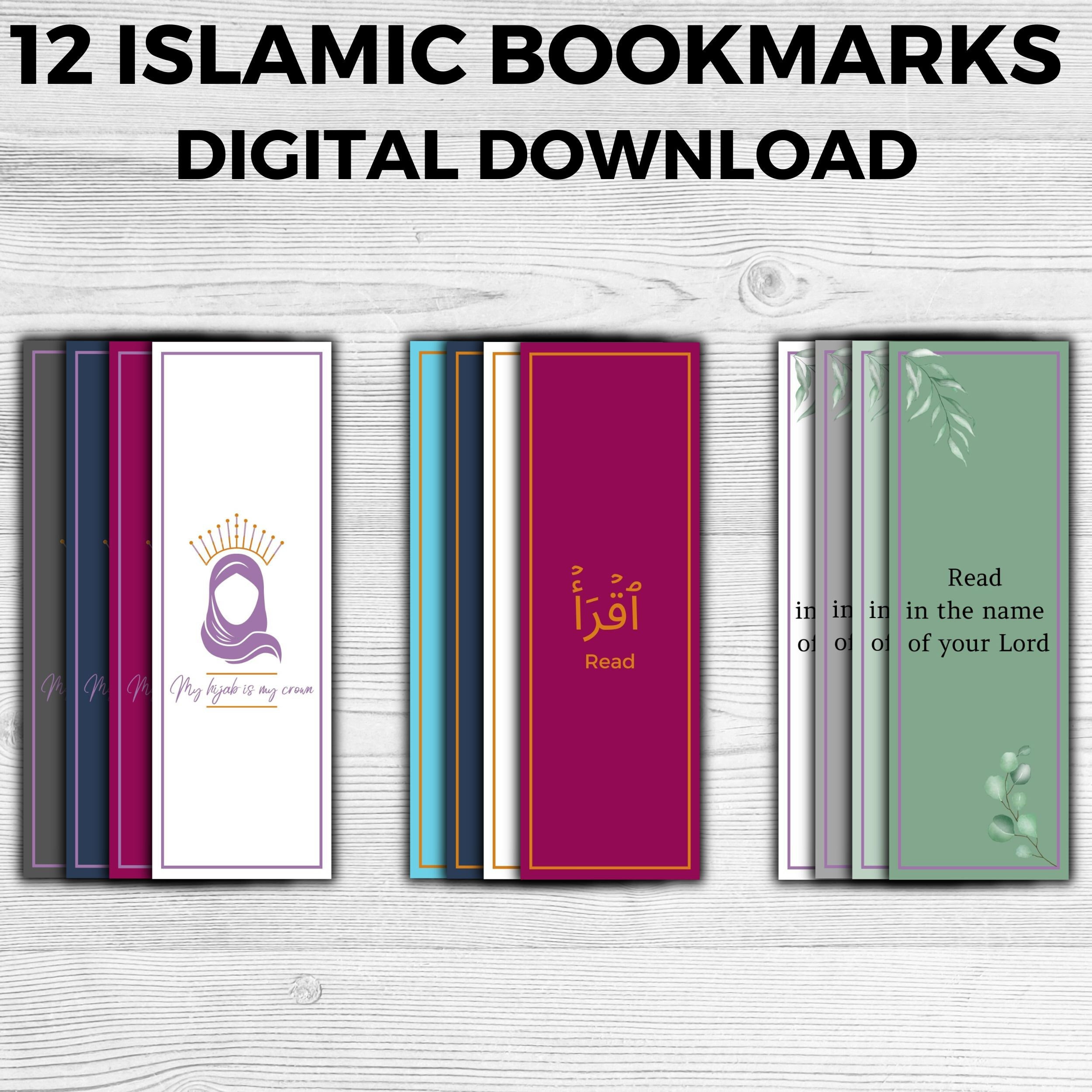 12 Islamic Quran Bookmark Printable, Iqra, Nikkah Favor, Muslim ...
