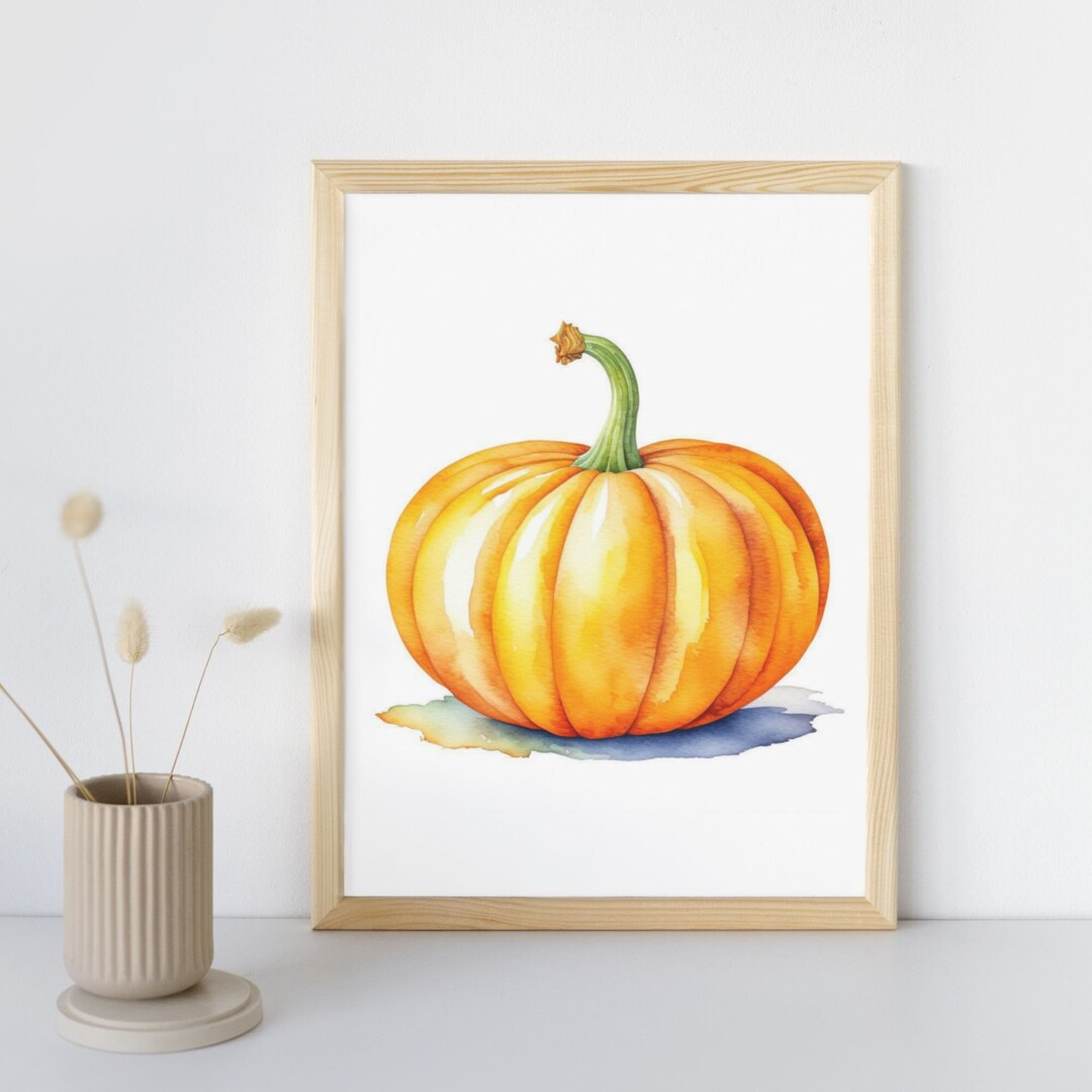 Orange Pumpkin Printable Wall Art Decor, Pumpkin Season, Fall Wall Art ...