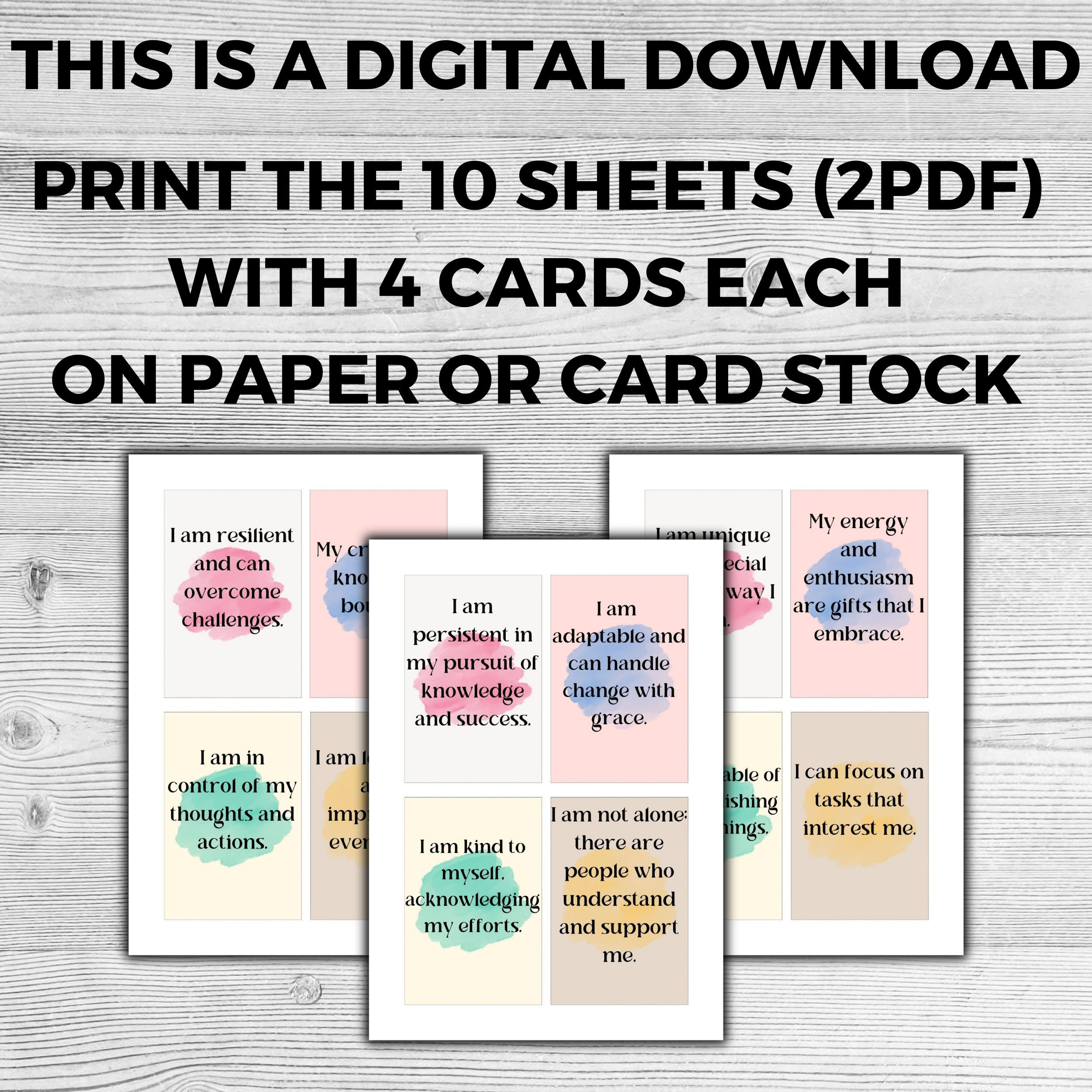 ADHD Positive Affirmation Cards Printable for Children, Motivational ...