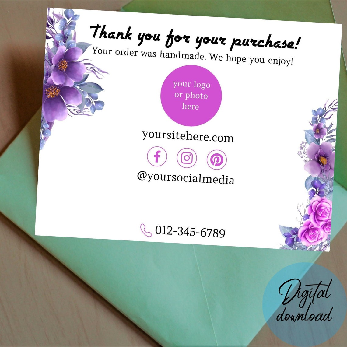 Editable Small Business Thank You Card Template, Custom Package Inserts ...