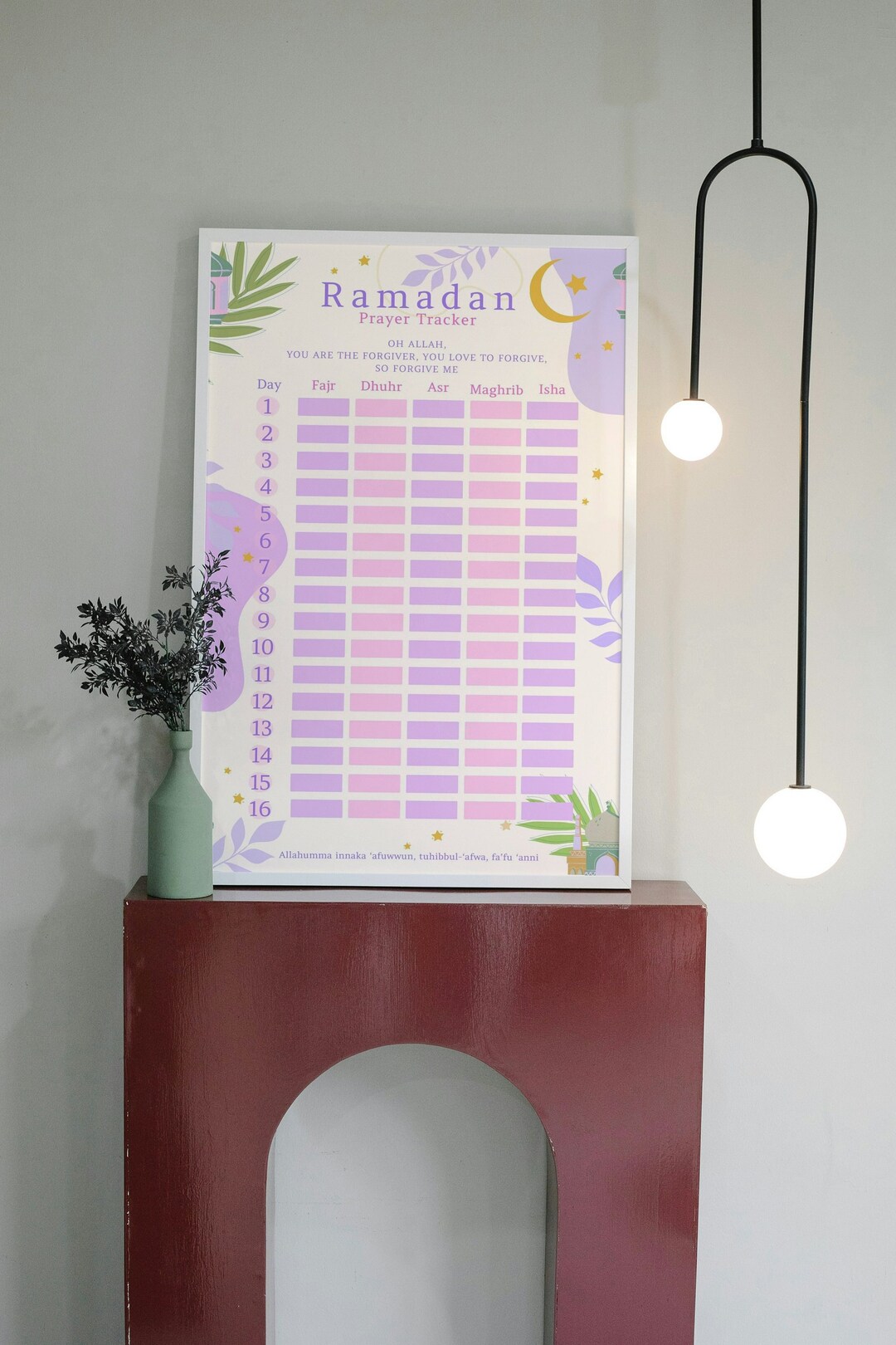 Printable Ramadan Prayer Tracker, Islamic BOHO, Muslim Planner, Muslim ...