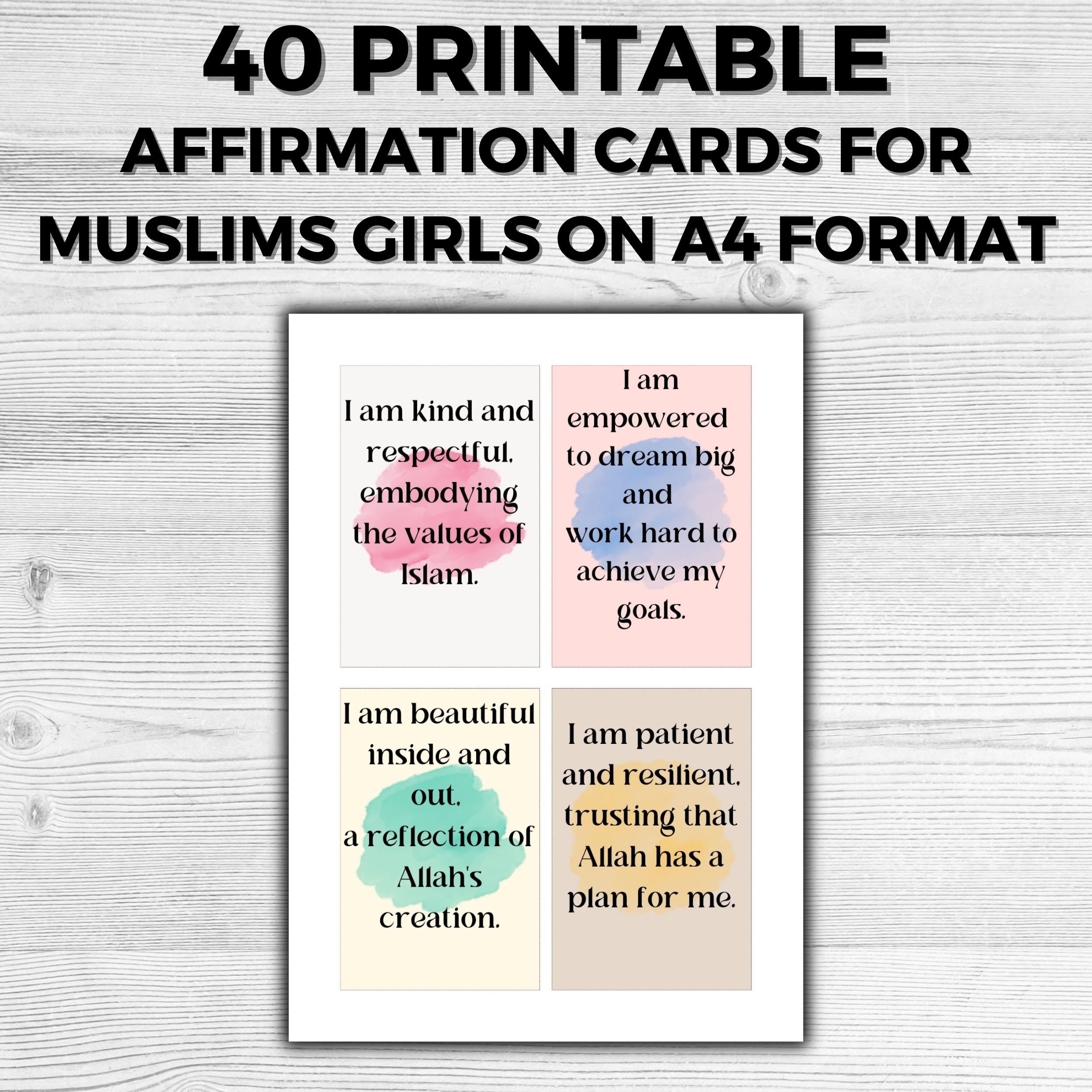 Muslim Girls Printable Positive Affirmation Cards, Ramadan, Imaan ...