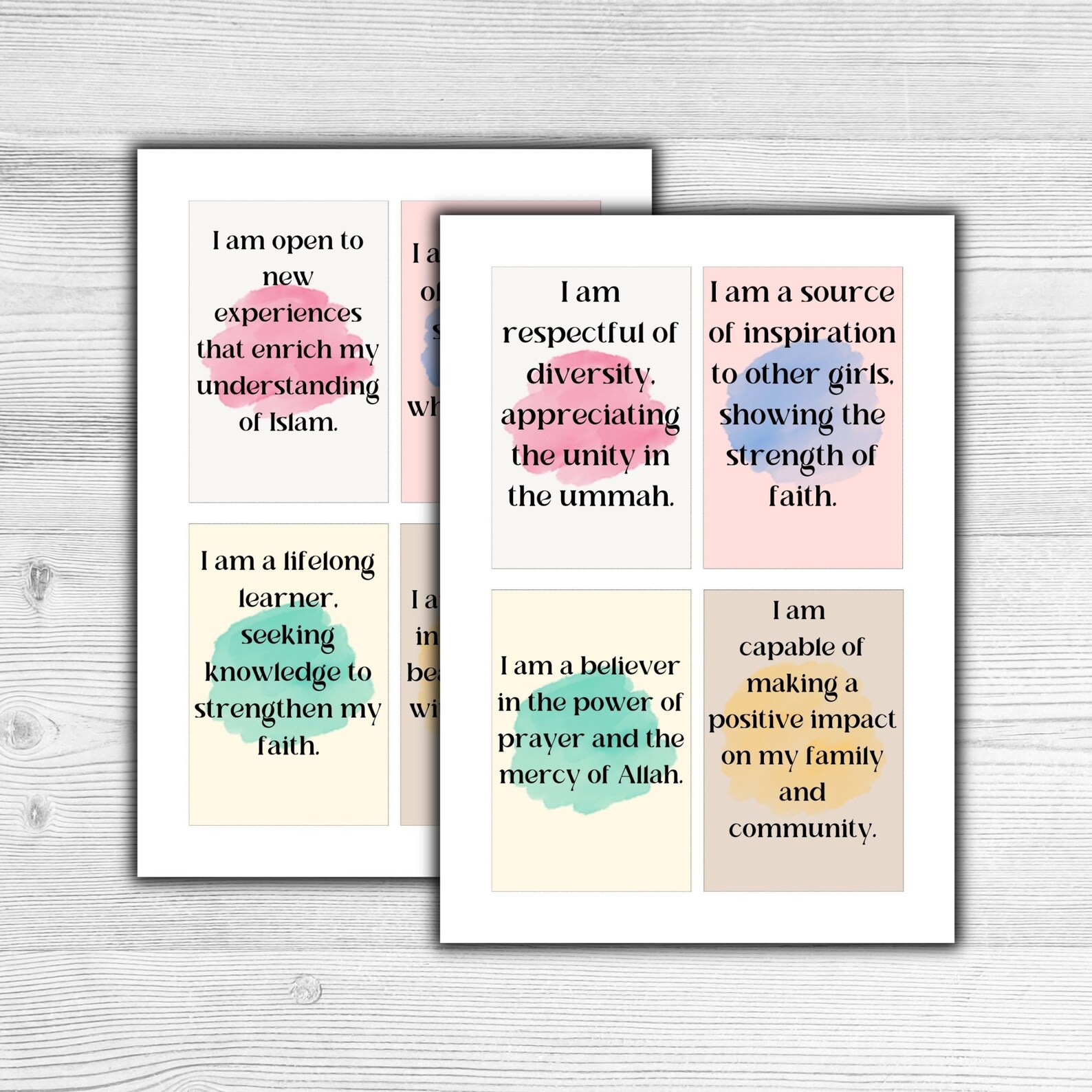 Muslim Girls Printable Positive Affirmation Cards, Ramadan, Imaan ...