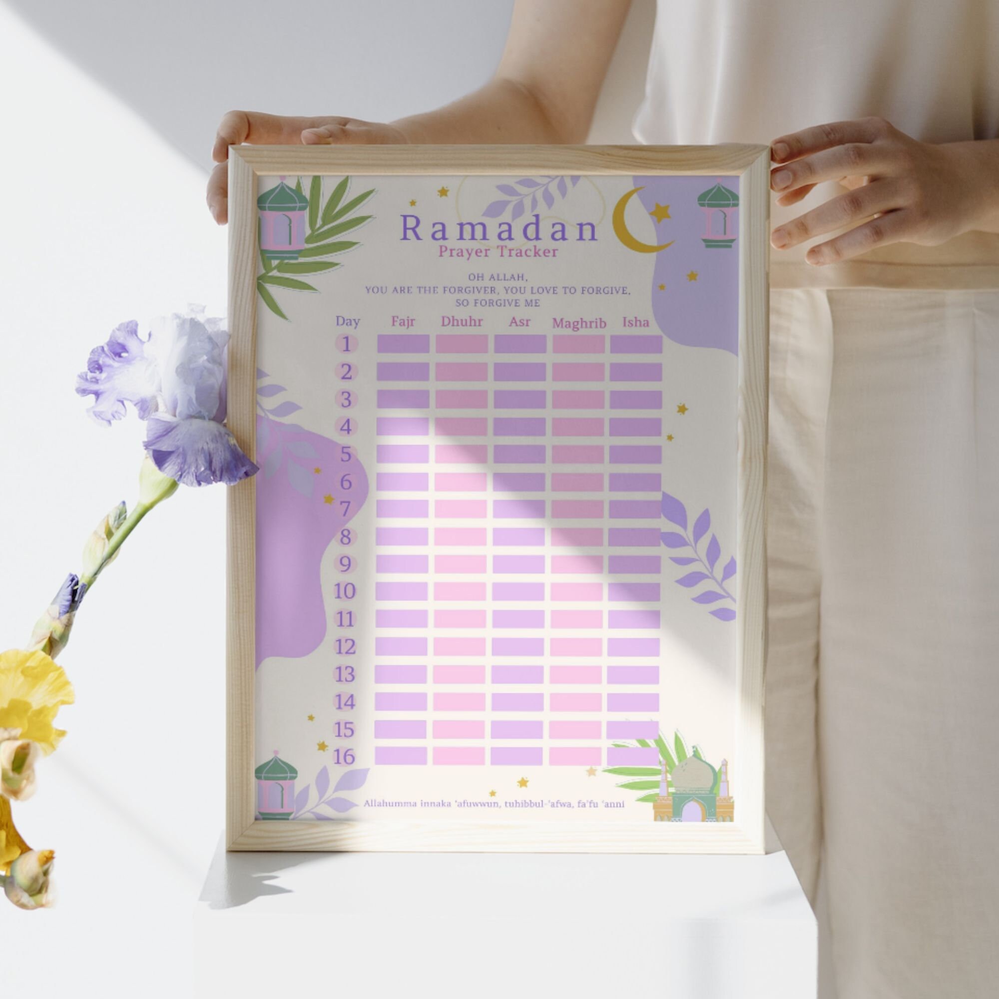 Printable Ramadan Prayer Tracker, Islamic BOHO, Muslim Planner, Muslim ...