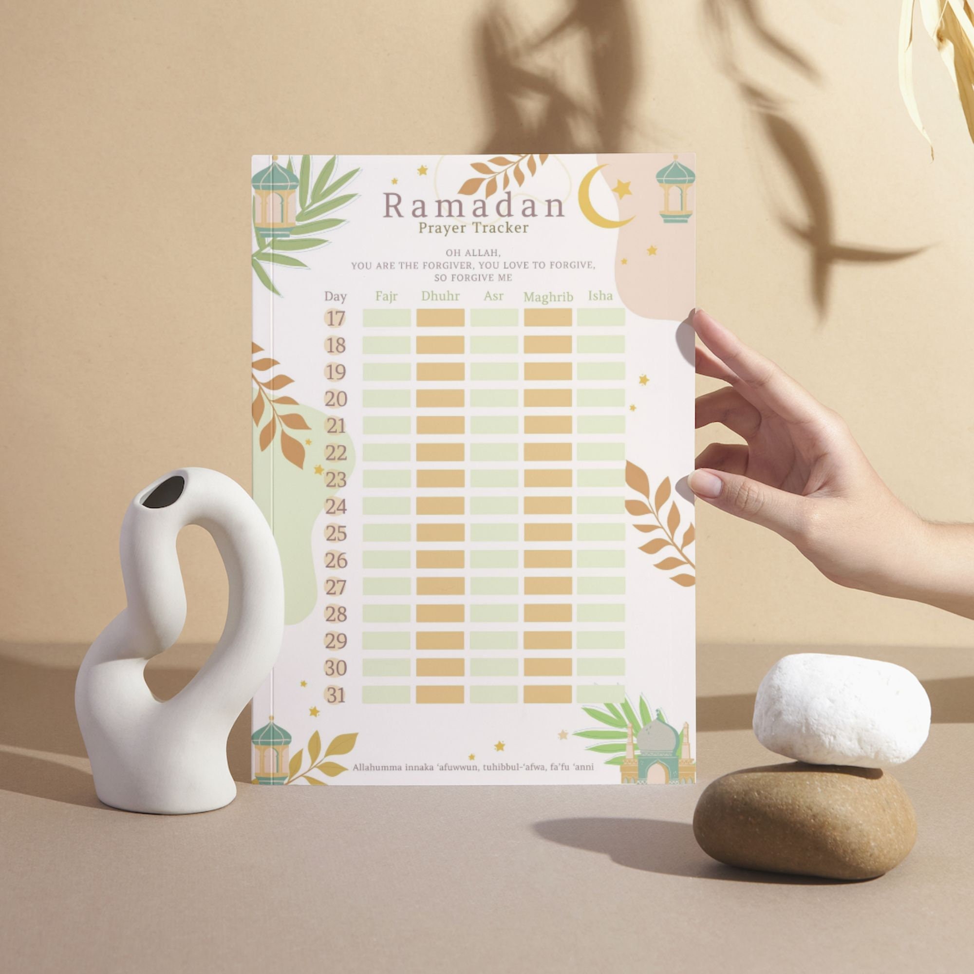 Printable Ramadan Prayer Tracker, Islamic BOHO, Muslim Planner, Muslim ...