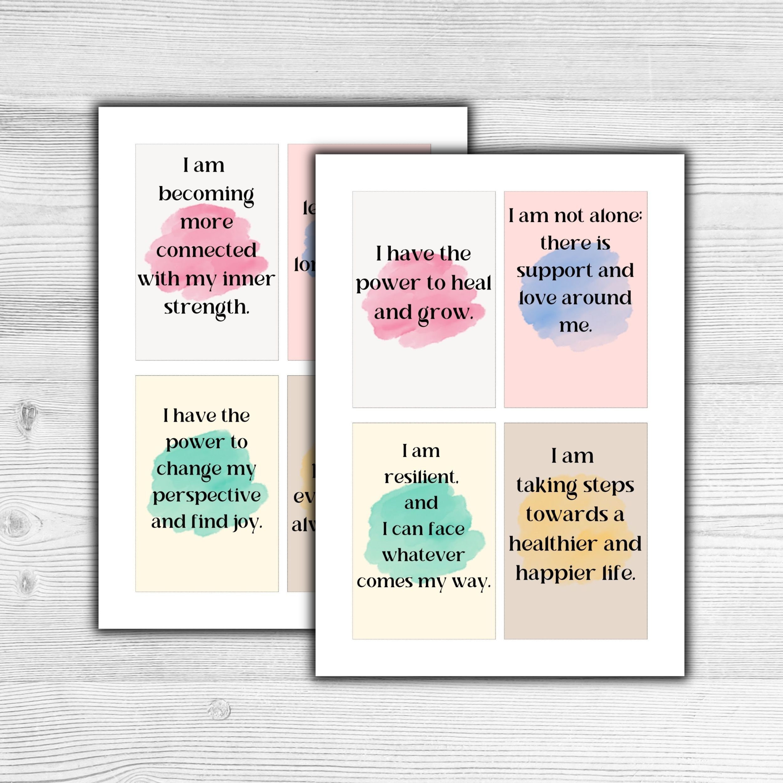 Depression Positive Affirmation Cards Printables, Mental Health Set ...