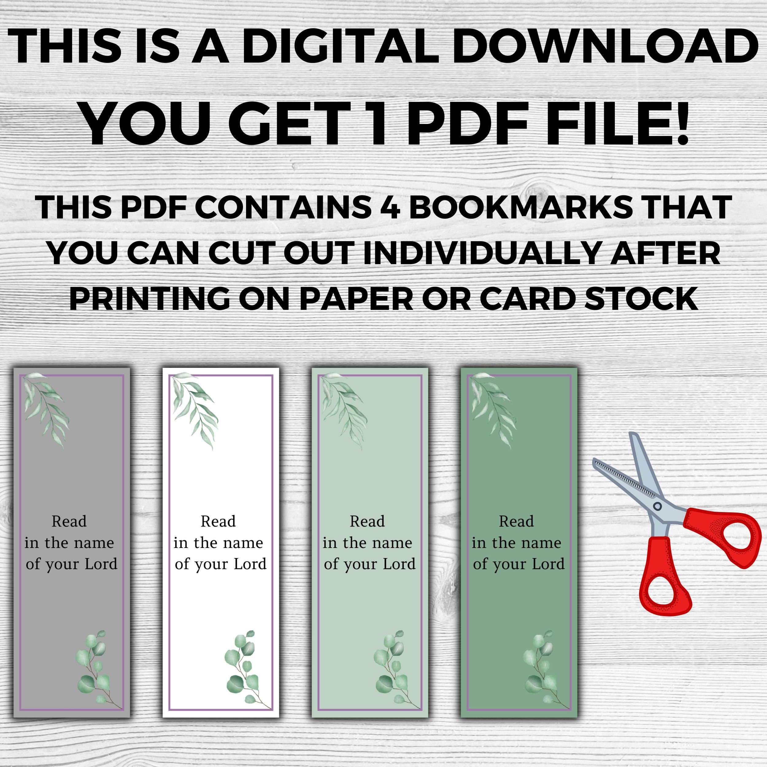 Islamic Quran Bookmark Printable, Iqra, Nikkah Favor, Muslim Bookmark ...