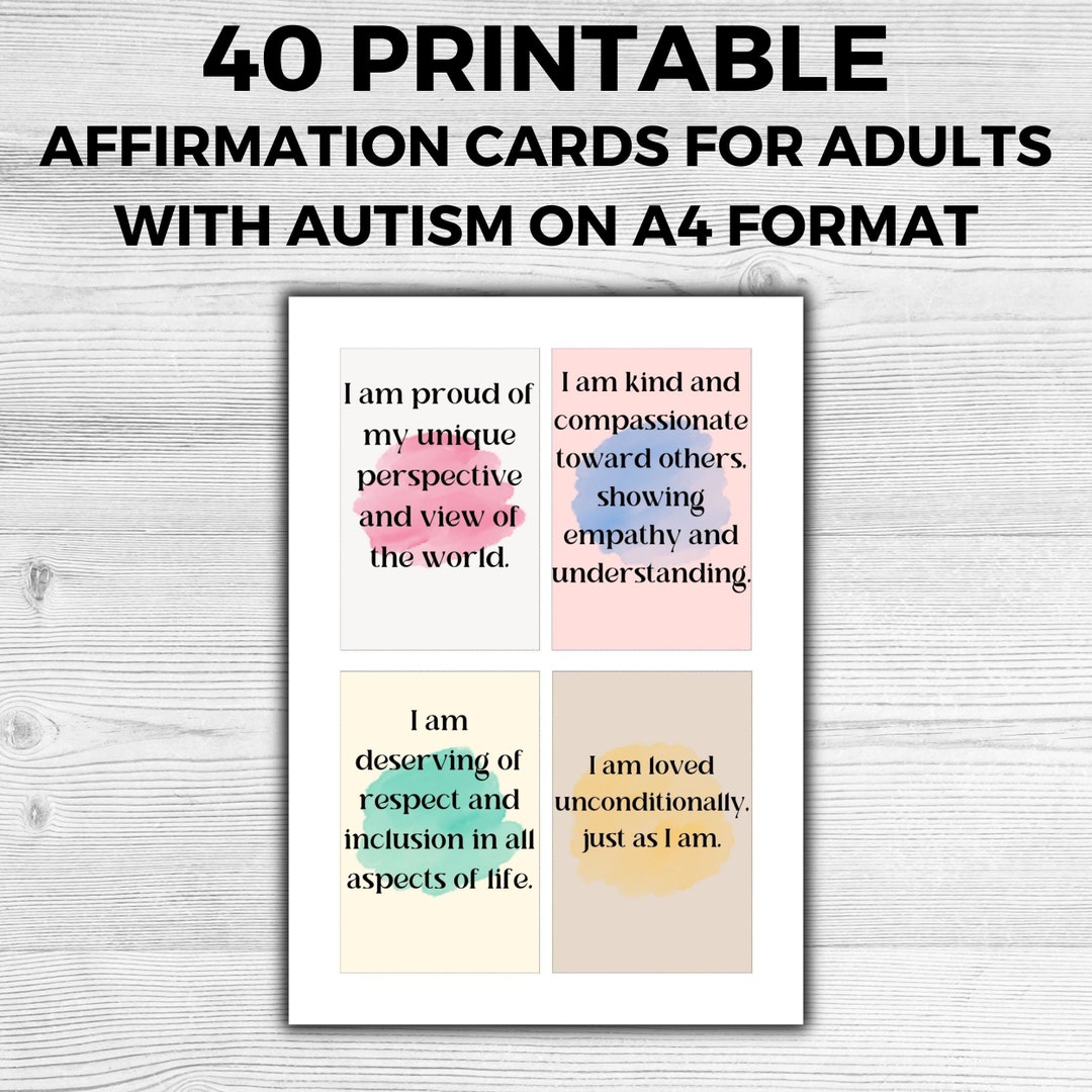 40 Printable Positive Affirmation Cards for Adults With Autism ...