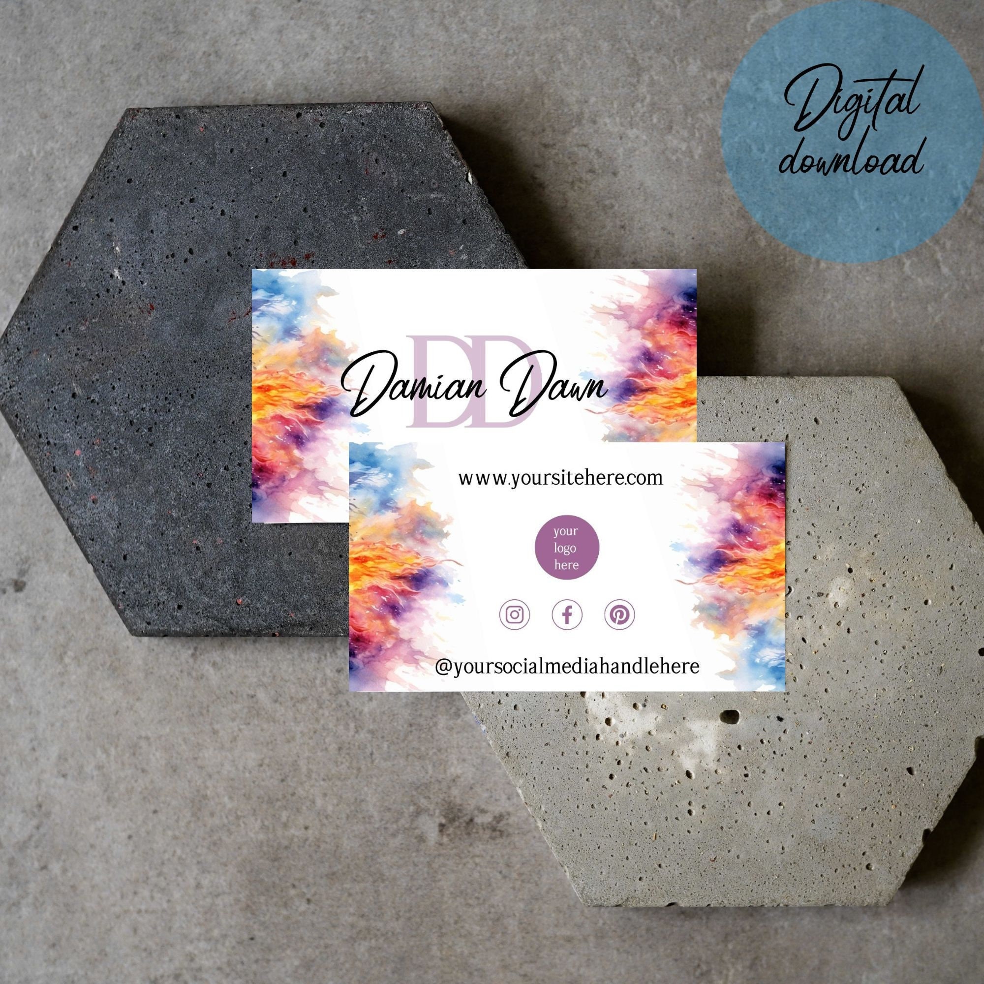 Double Sided Editable Color Business Cards Templates, Custom Visiting ...