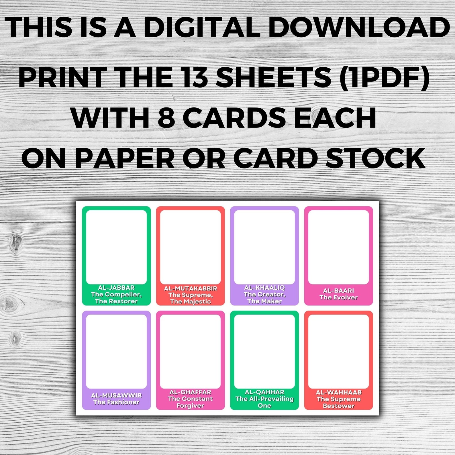 99 Names of Allah, Islamic Flashcards, Ramadan, Muslim Children ...