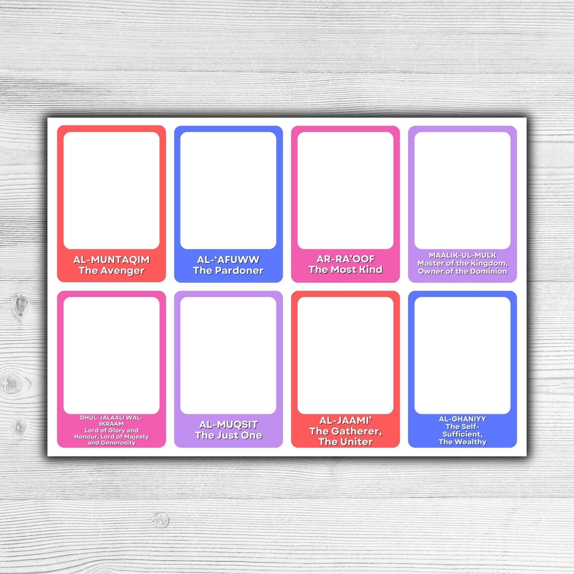 99 Names of Allah, Islamic Flashcards, Ramadan, Muslim Children ...