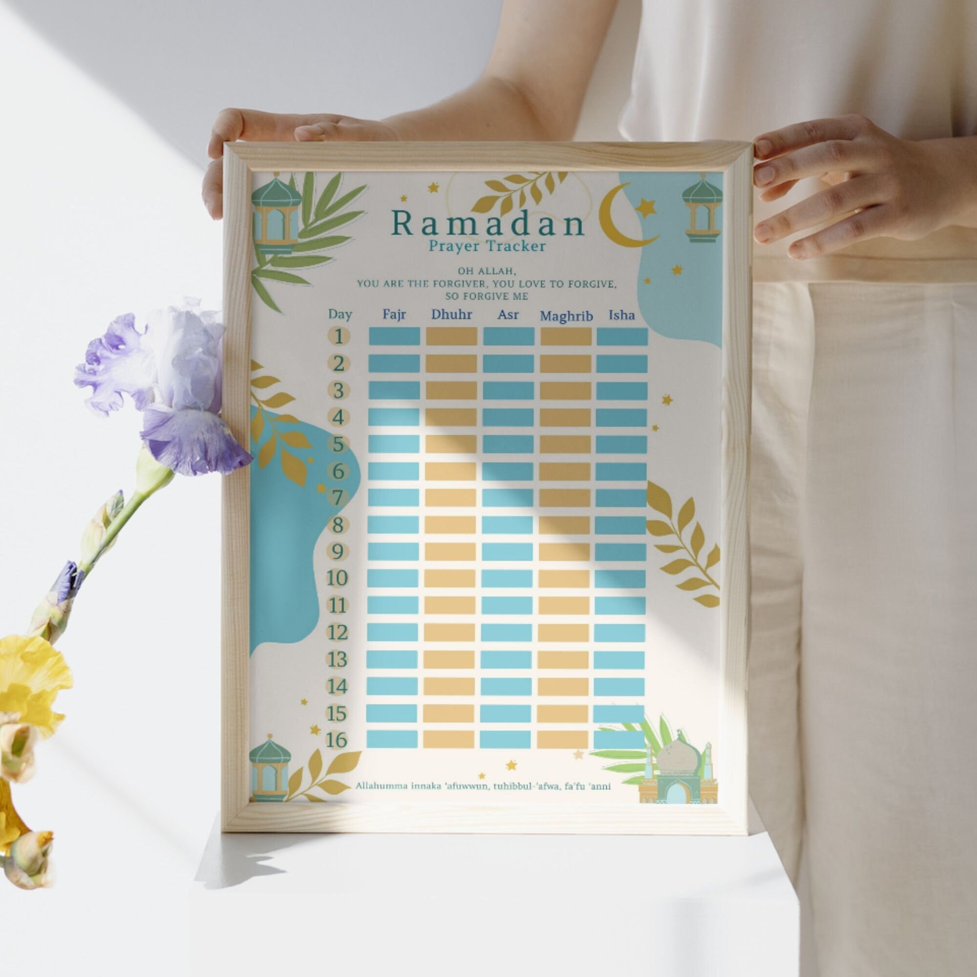 4 Printable Ramadan Prayer Trackers, Islamic BOHO, Muslim Planner ...