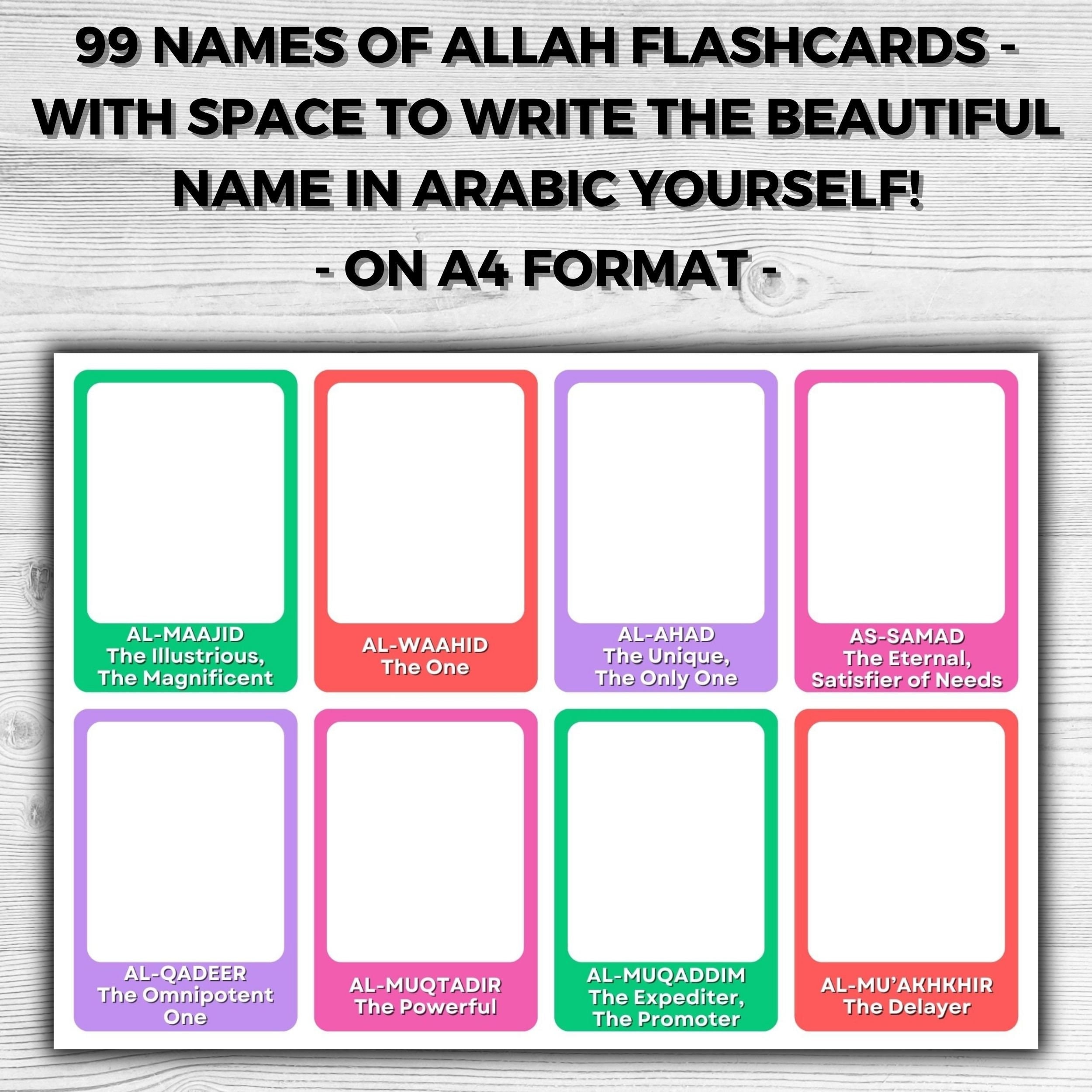 99 Names of Allah, Islamic Flashcards, Ramadan, Muslim Children ...