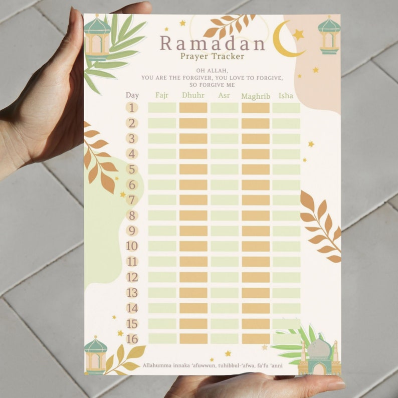 Printable Ramadan Prayer Tracker, Islamic BOHO, Muslim Planner, Muslim ...