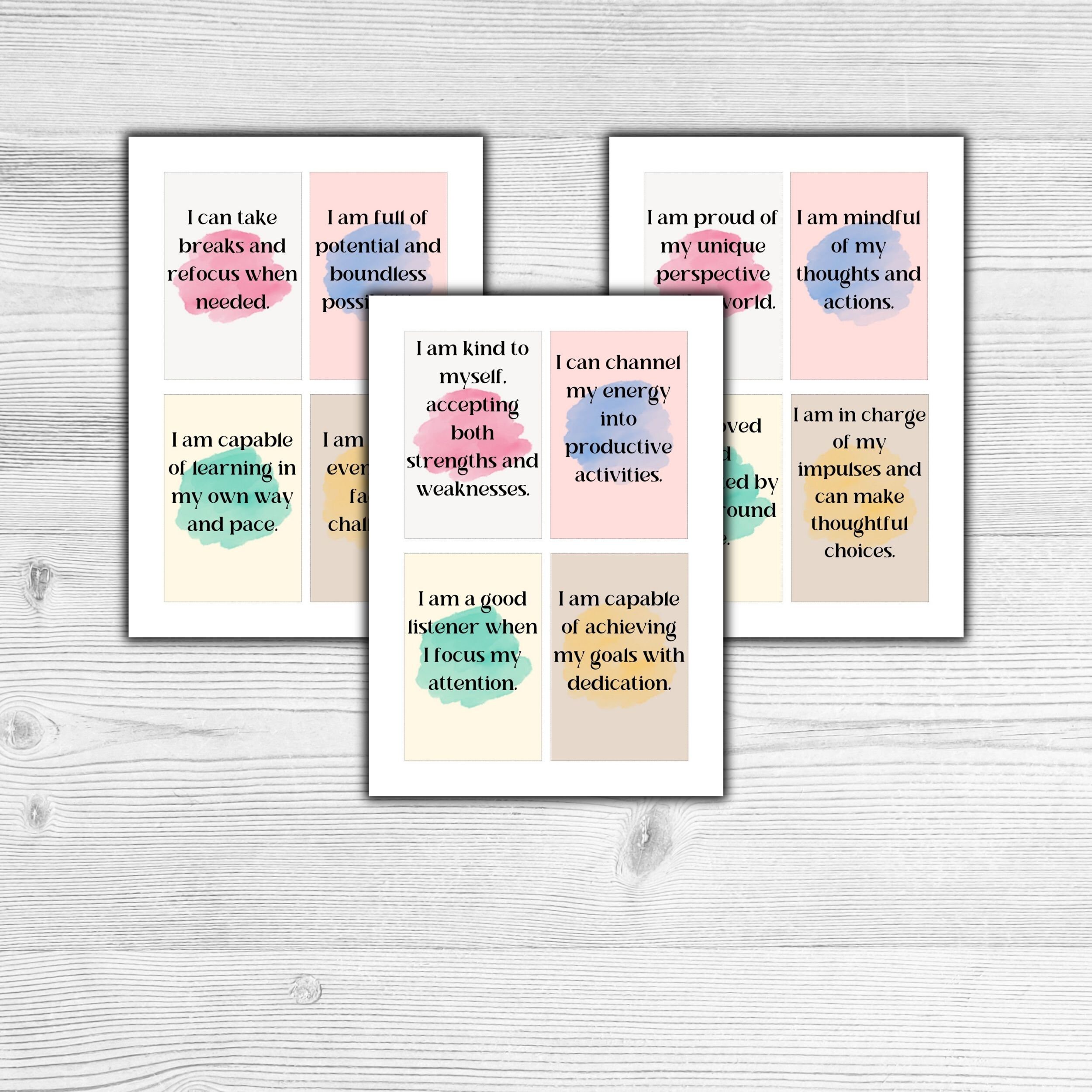 ADHD and Autism Positive Affirmation Cards for Children, Motivational ...