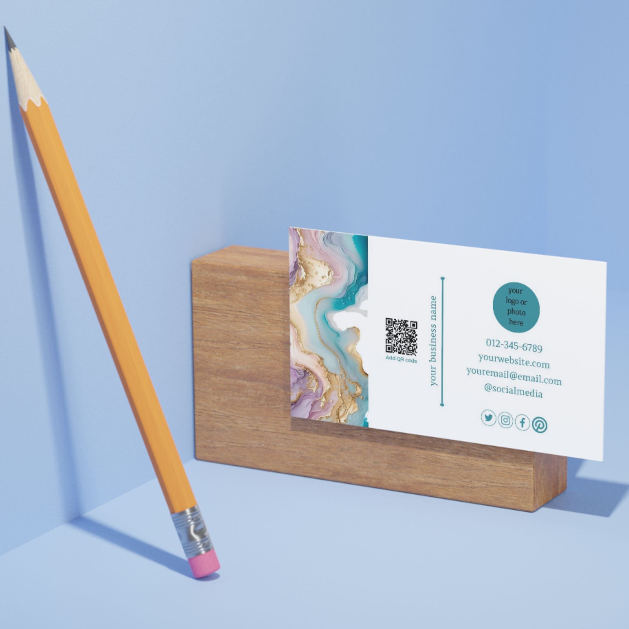 Abstract Editable Business Cards Templates With QR Code, Small Business ...