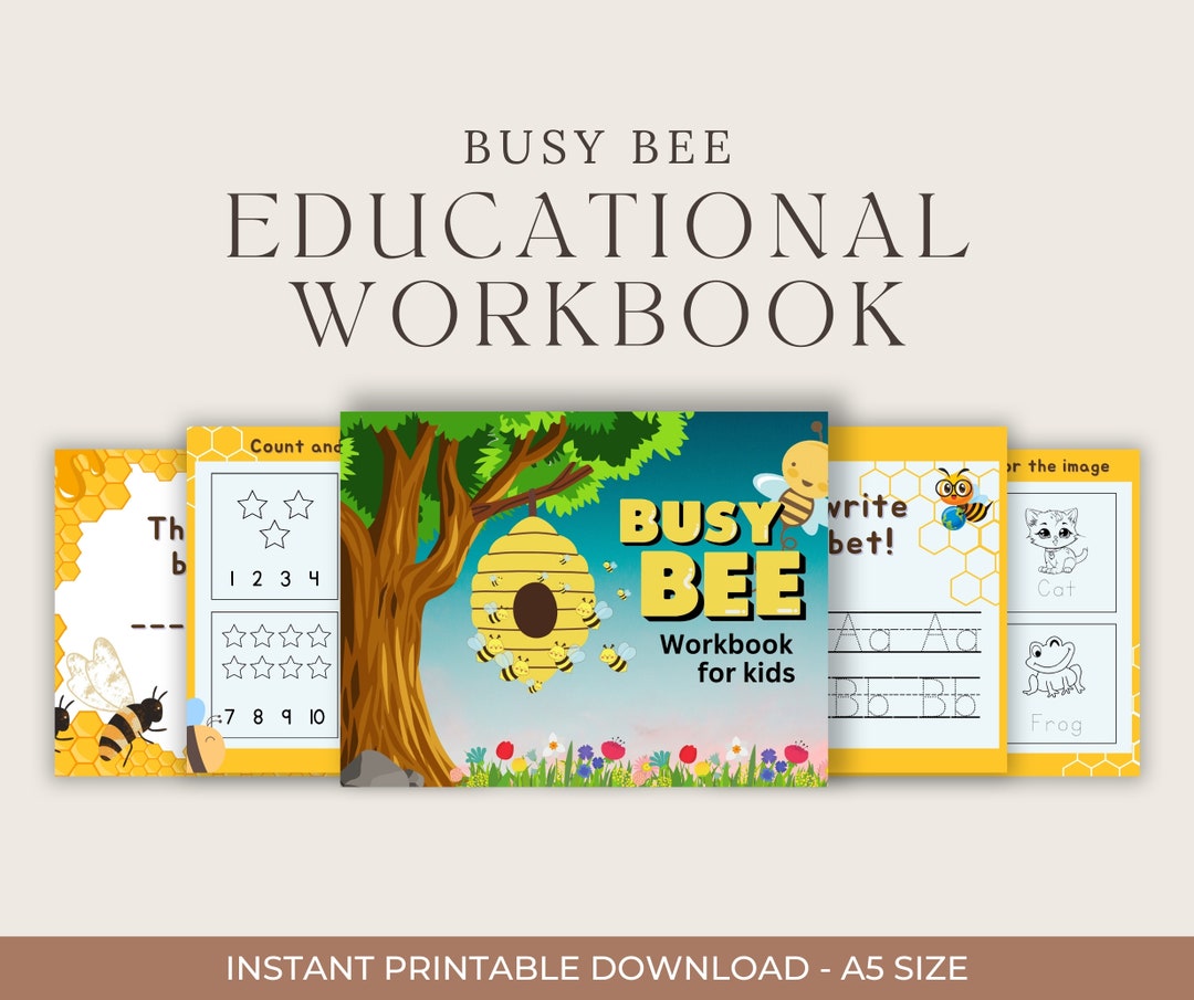 Busy Bee Animals Coloring Book Fun Educational for Kids, Printable ...