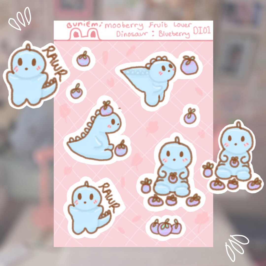 Dinosaur Sticker Sheet | #2 | Mooberry the Fruit Loving Dinosaur ...