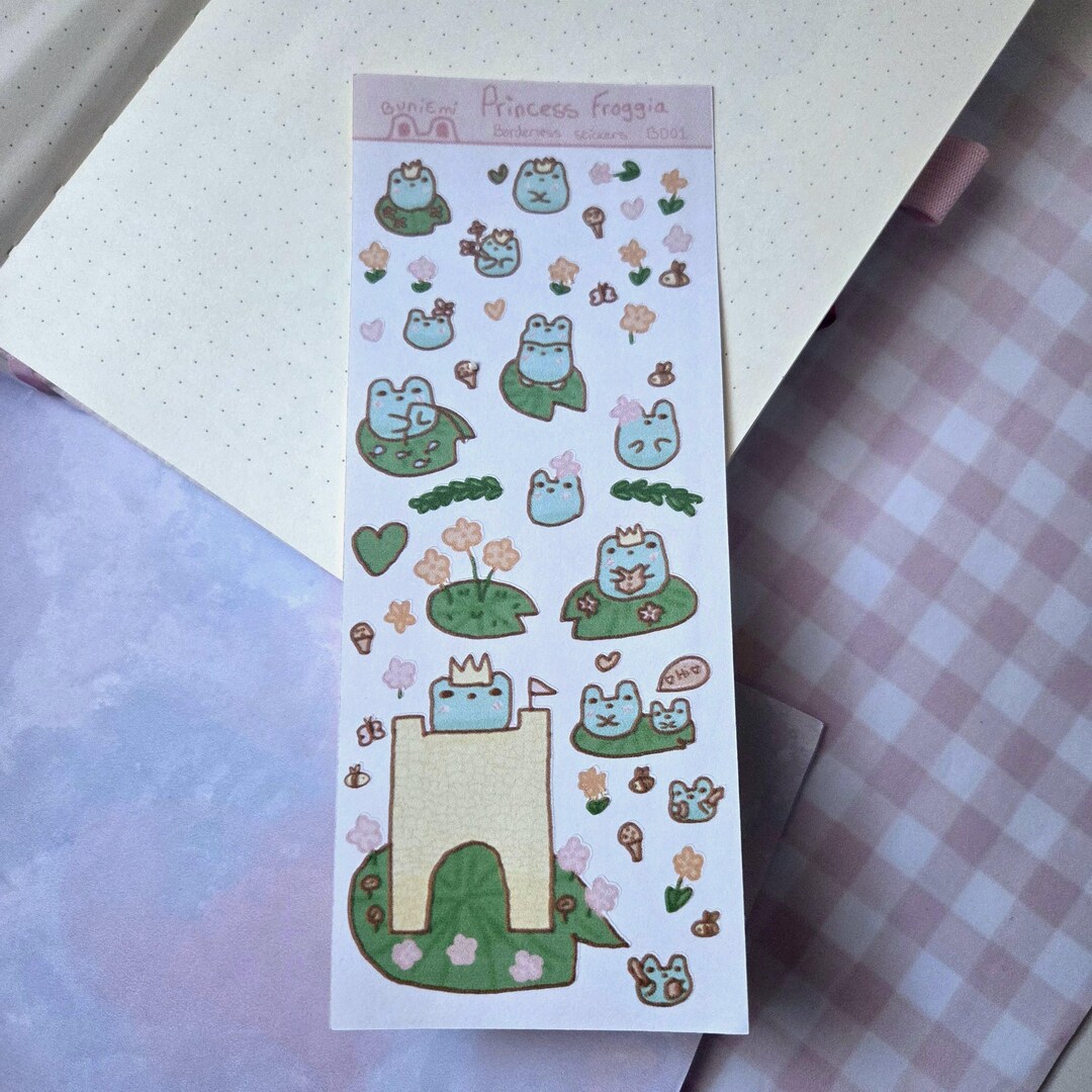 Borderless Frog Sticker Sheet, Planner Stickers, Frog Stickers ...
