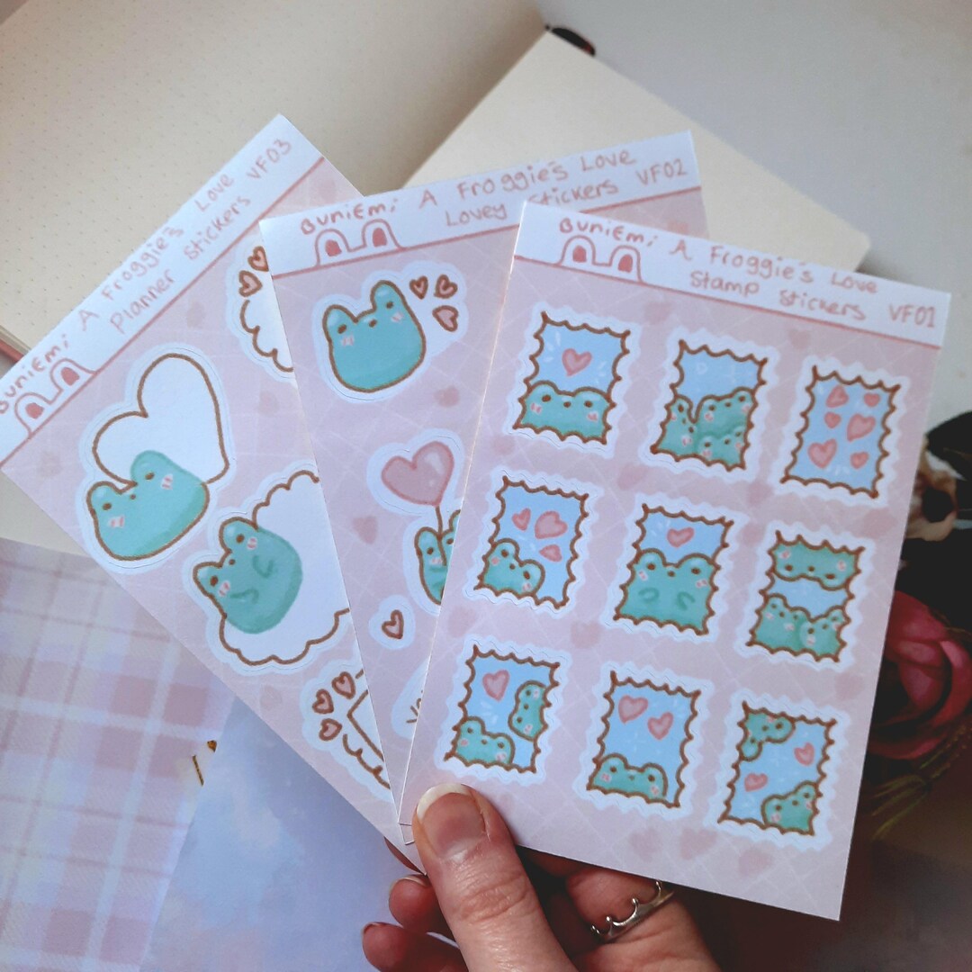 Froggie's Love Sticker Set, Journal Stickers, Valentines Love ...